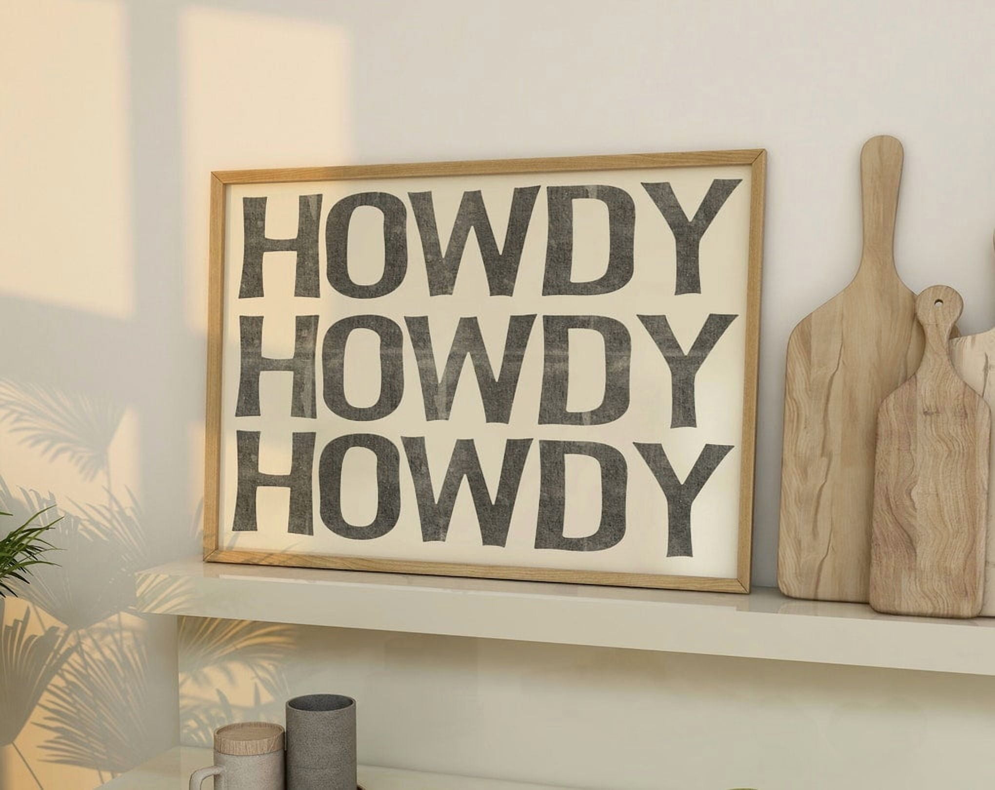 Miluva Howdy Print Coastal Cowgirl Decor Western Wall Art Neutral Wall ...