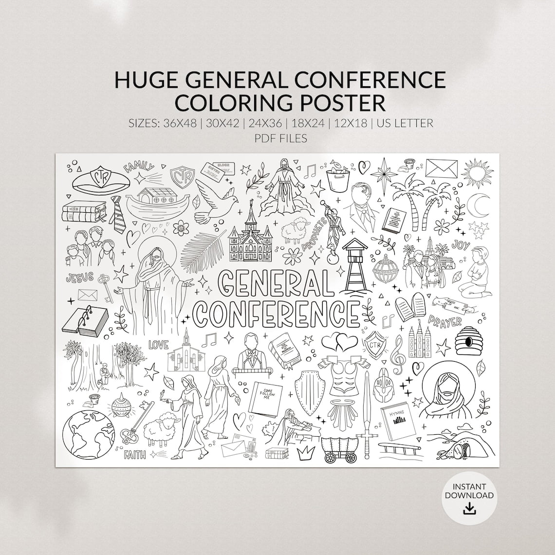 Miluva Huge Lds General Conference Coloring Poster, Horizontal Coloring ...