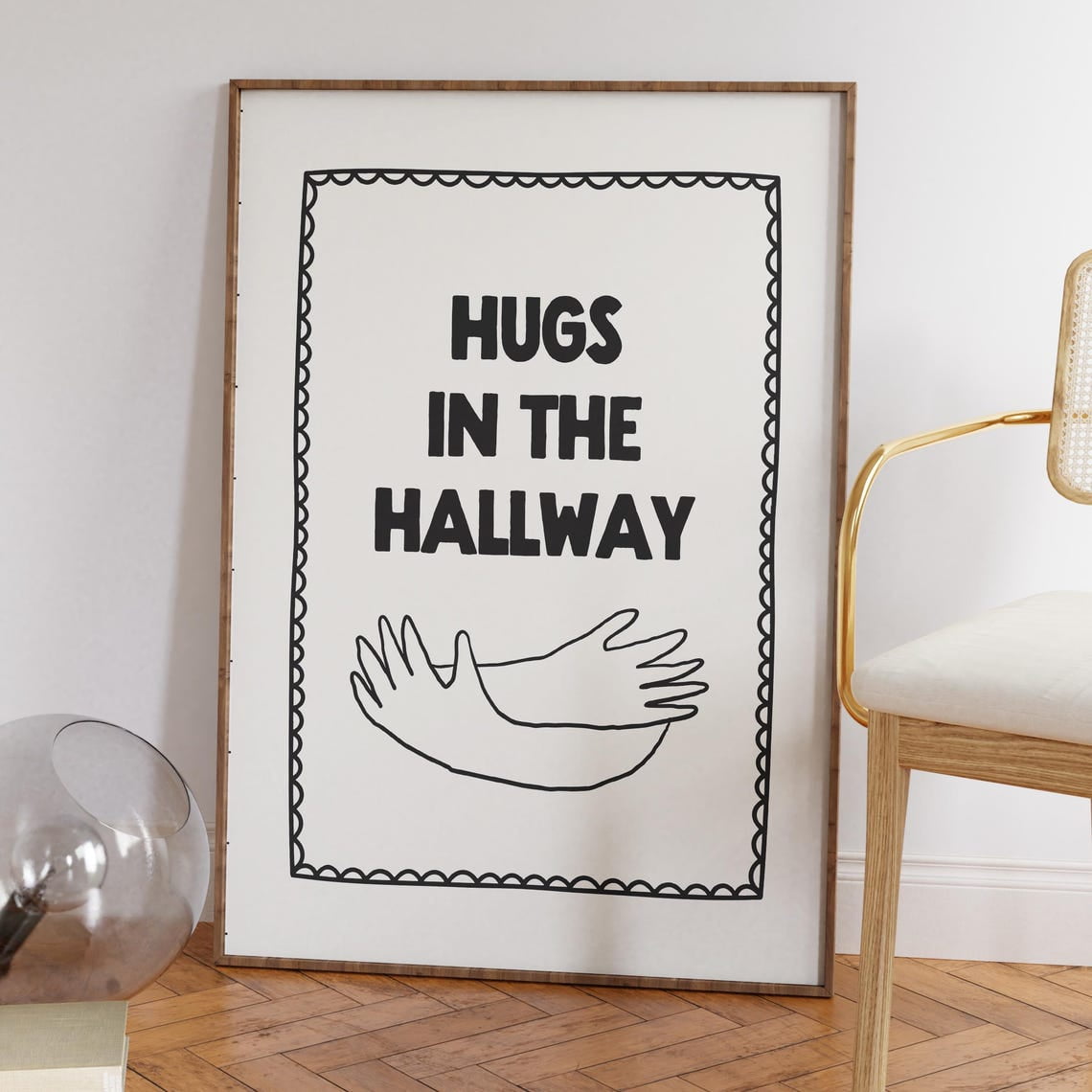 Miluva Hugs In The Hallway Poster, Hand Drawn Prints, Trendy Entryway ...