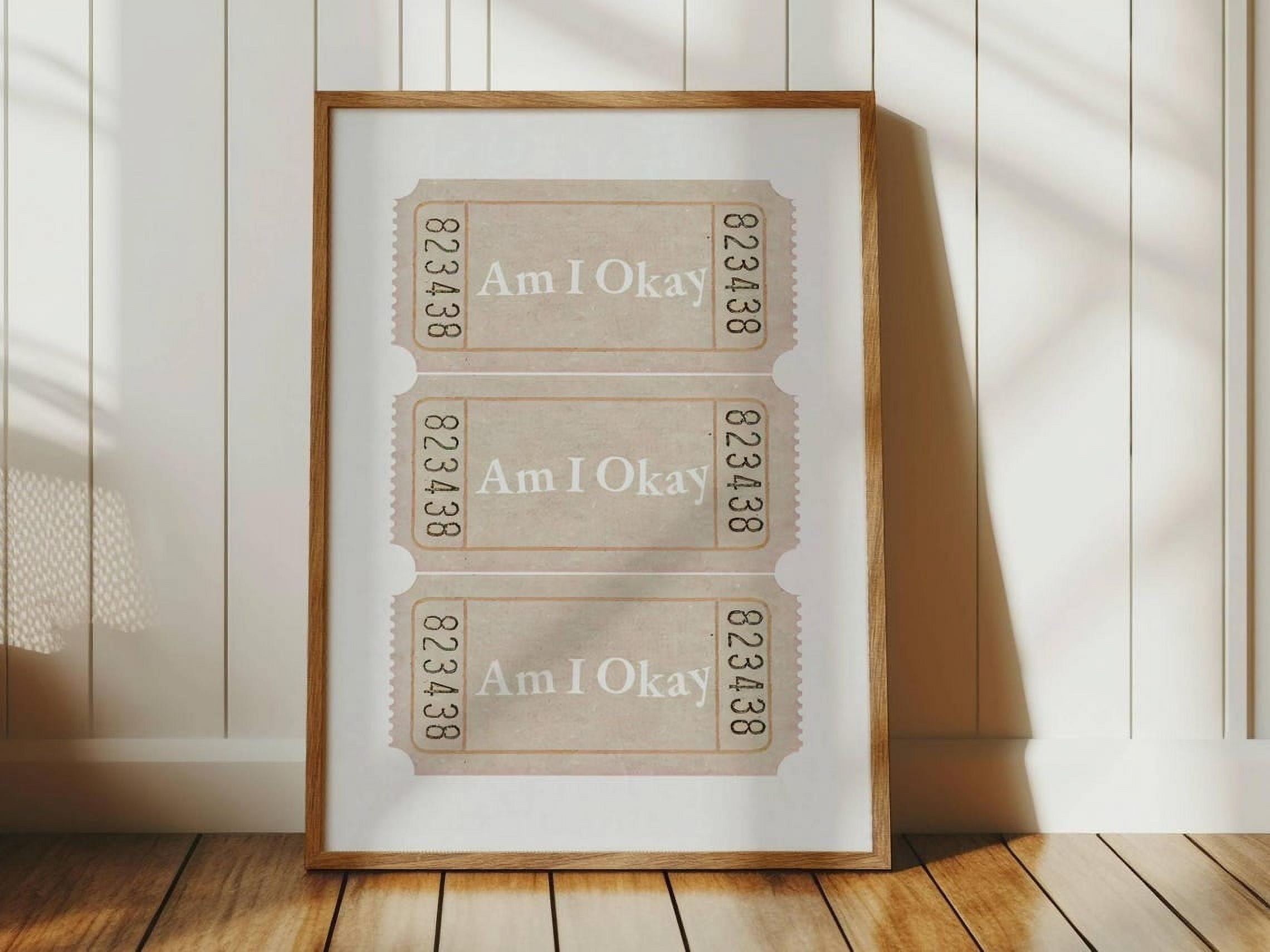 Miluva Am I Okay Trendy Ticket Poster, Neutral Coastal Cowgirl Print ...