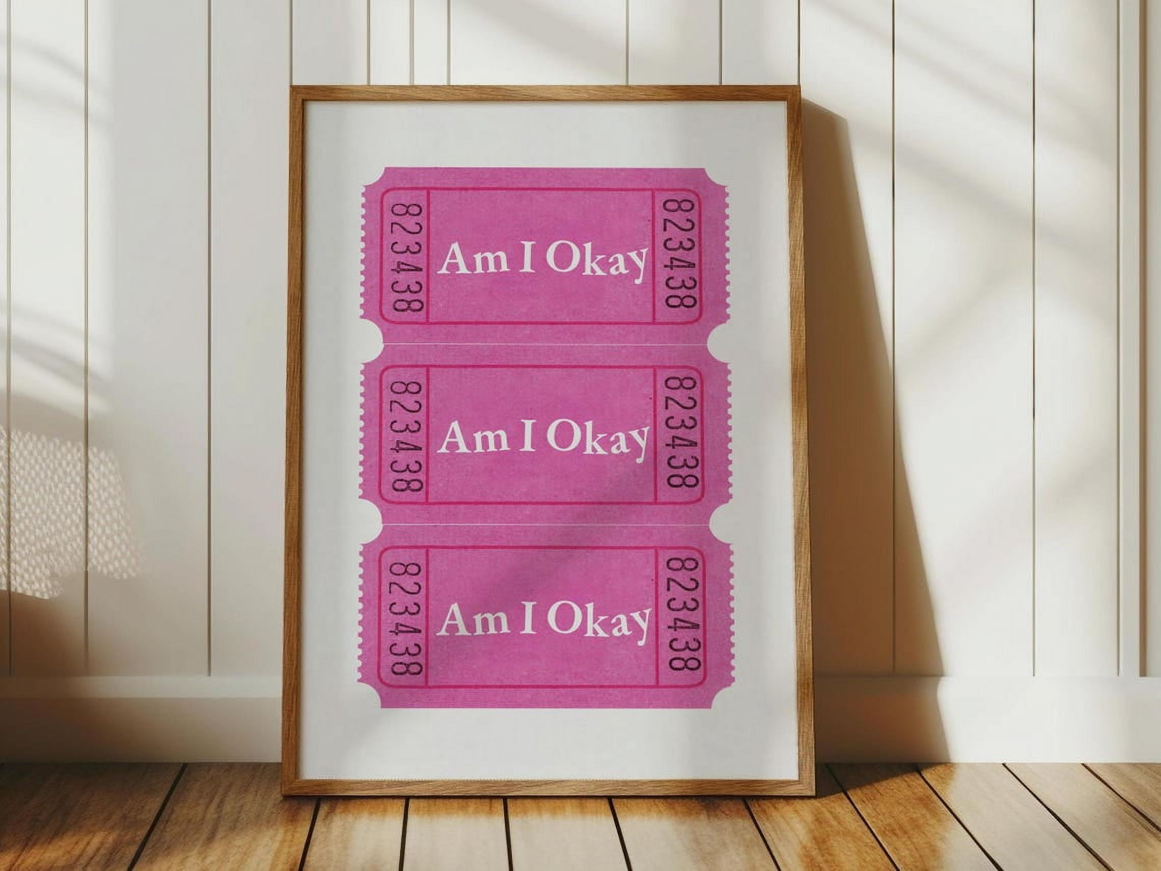 Miluva Am I Okay Trendy Ticket Poster, Pink Coastal Cowgirl Print ...