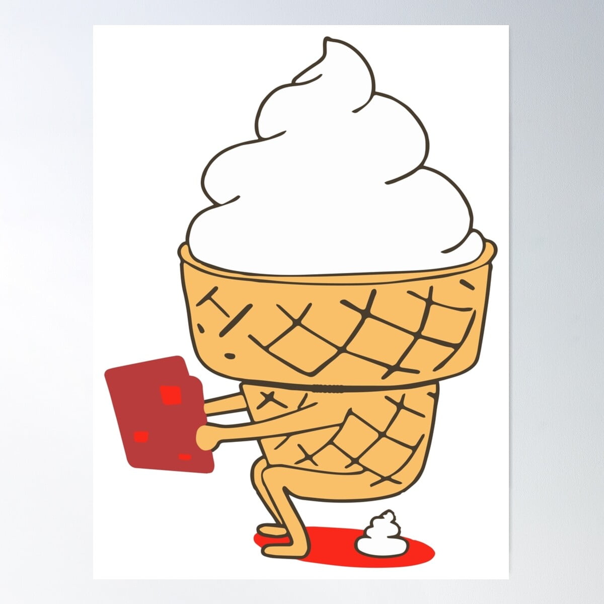 Miluva Ice Cream Pooping Poster Wall Art, Modern Wall Decor For Living Room Bedroom, 8x12 ...