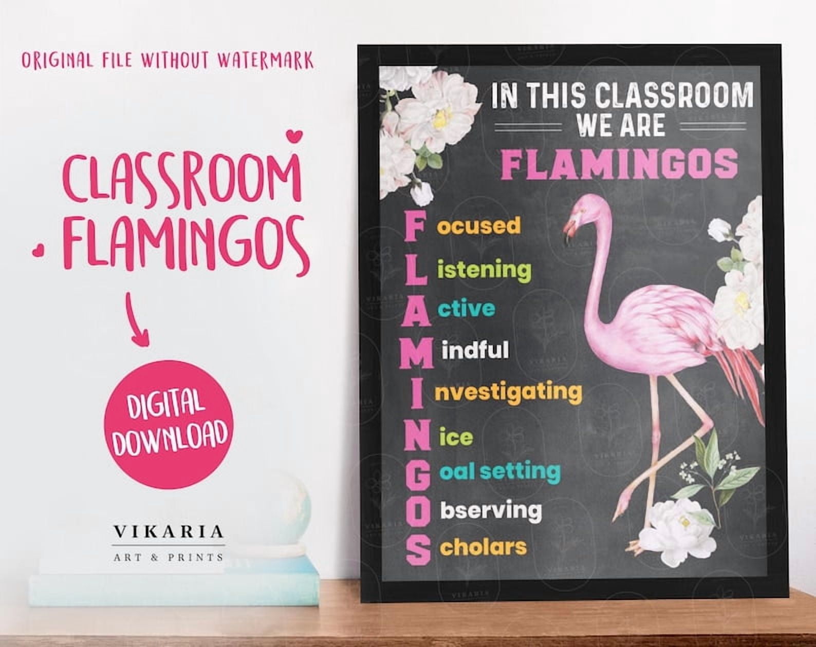 Miluva In this classroom we're flamingos poster – Classroom decor ...