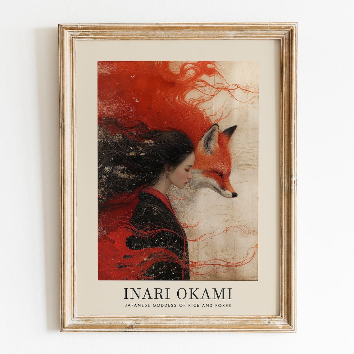 Miluva Inari Okami Japanese Goddess Of Rice And Foxes, Tonalism Style ...