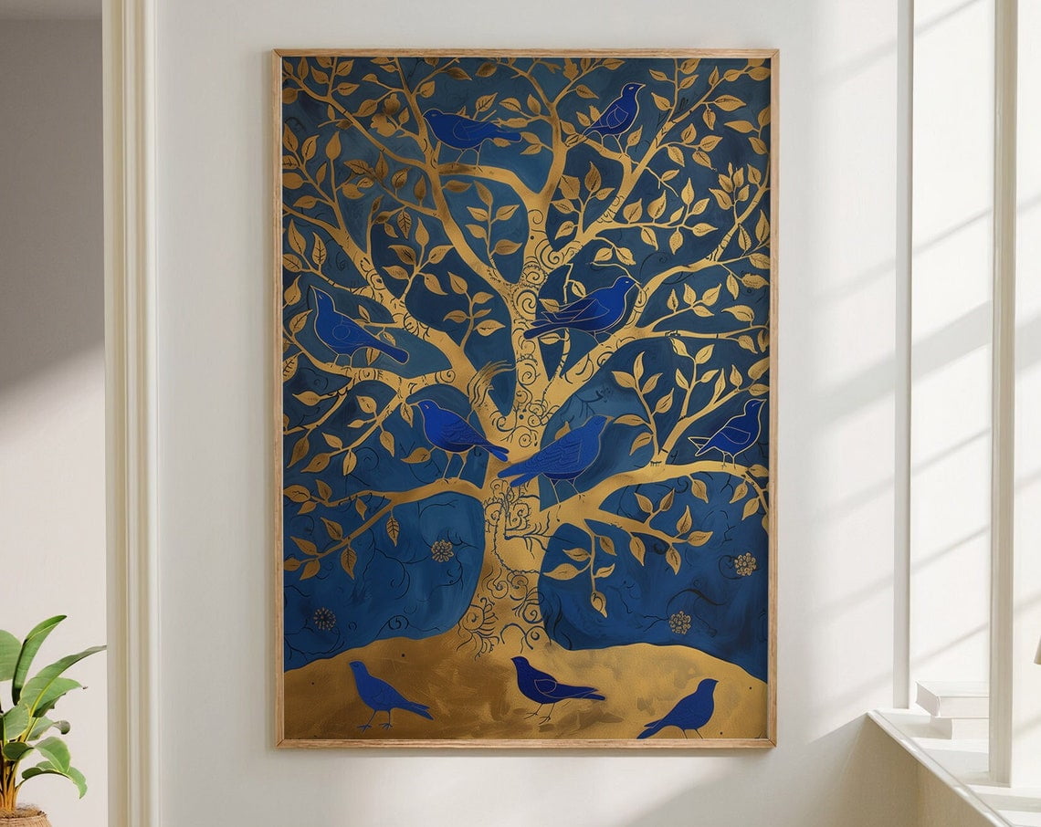 Miluva Indian Floral Art Print Vintage Cultural Poster Asian Decor Traditional Pichwai Gift Wall ...