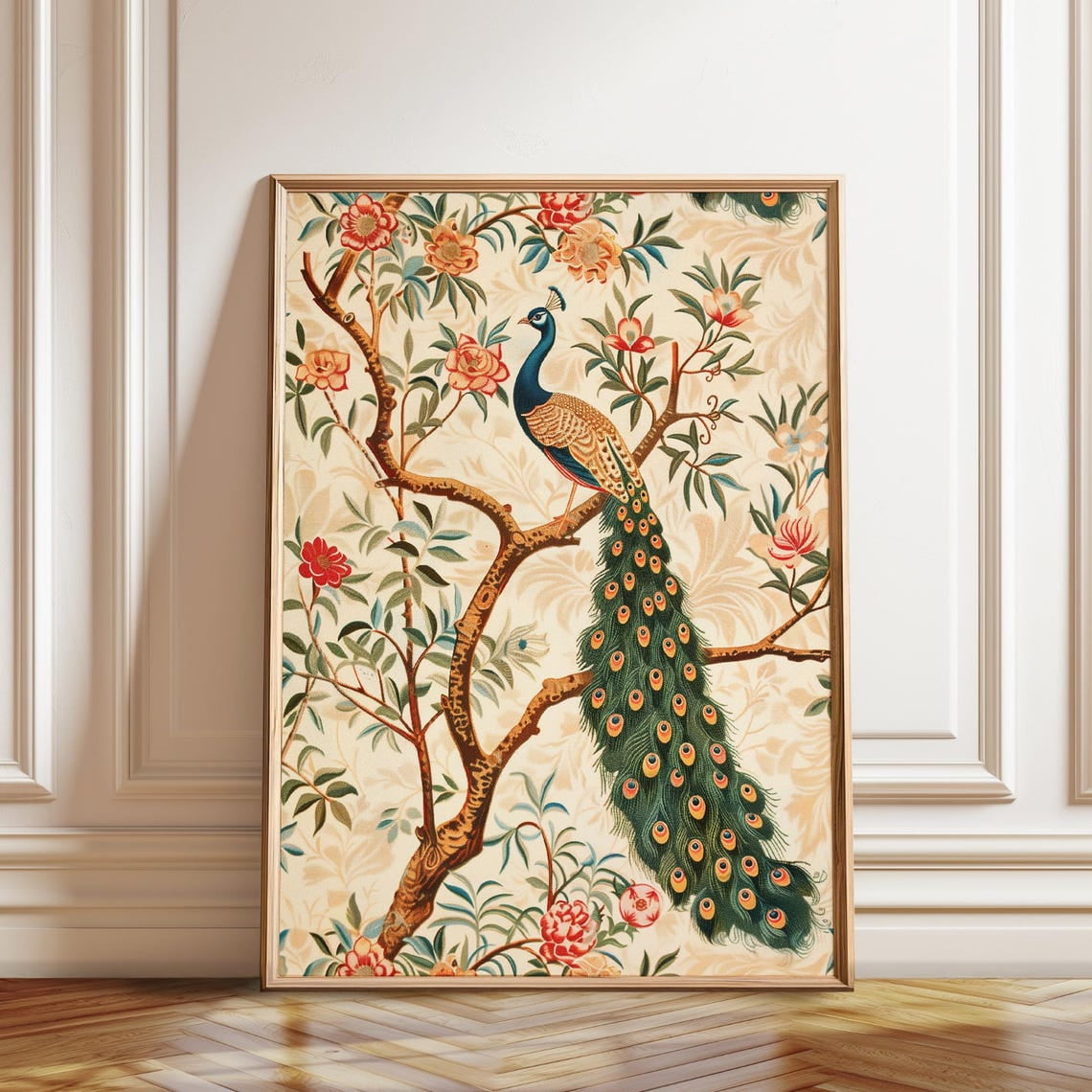Miluva Indian Peacock Art Poster - Floral Elegance And Vibrant Nature ...