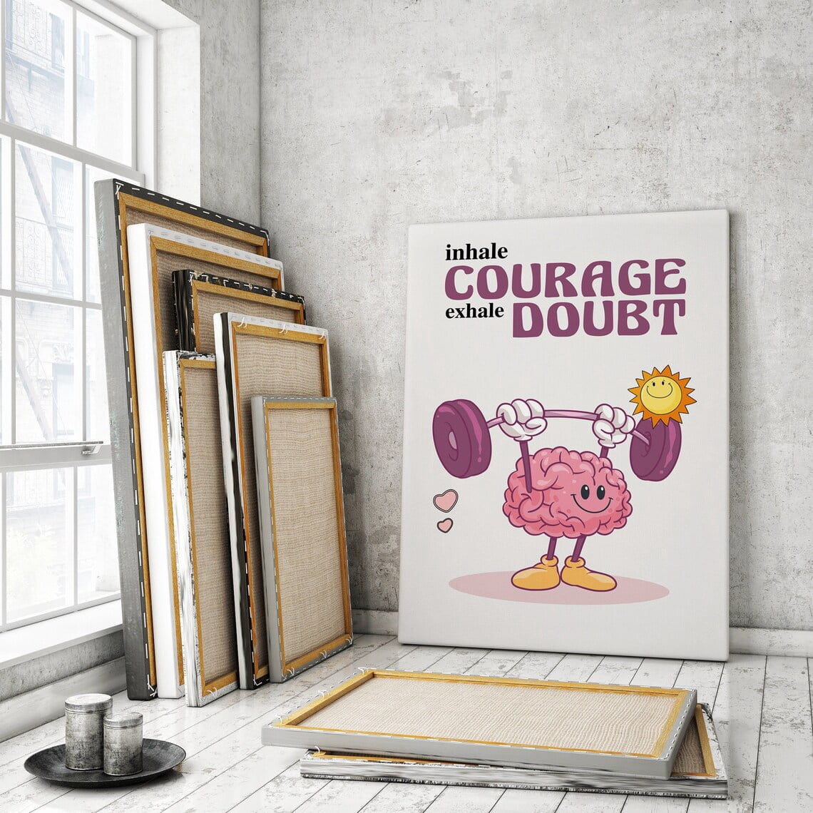 Miluva Inhale Courage Exhale Doubt Poster, Retro Motivation Poster Home ...