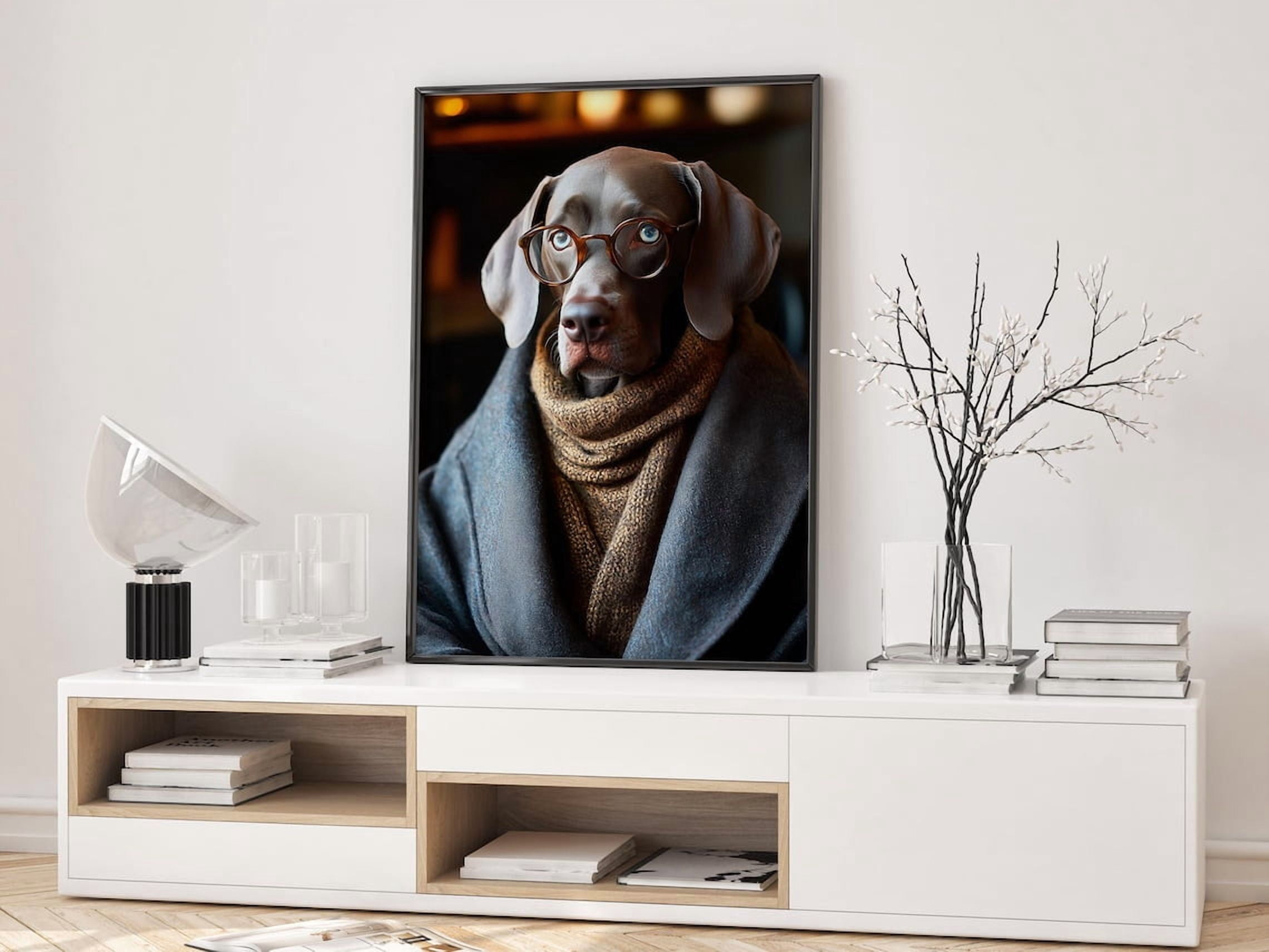 Miluva Intellectual Dog Wall Art, Dog Portrait Poster, Aesthetic Pet ...