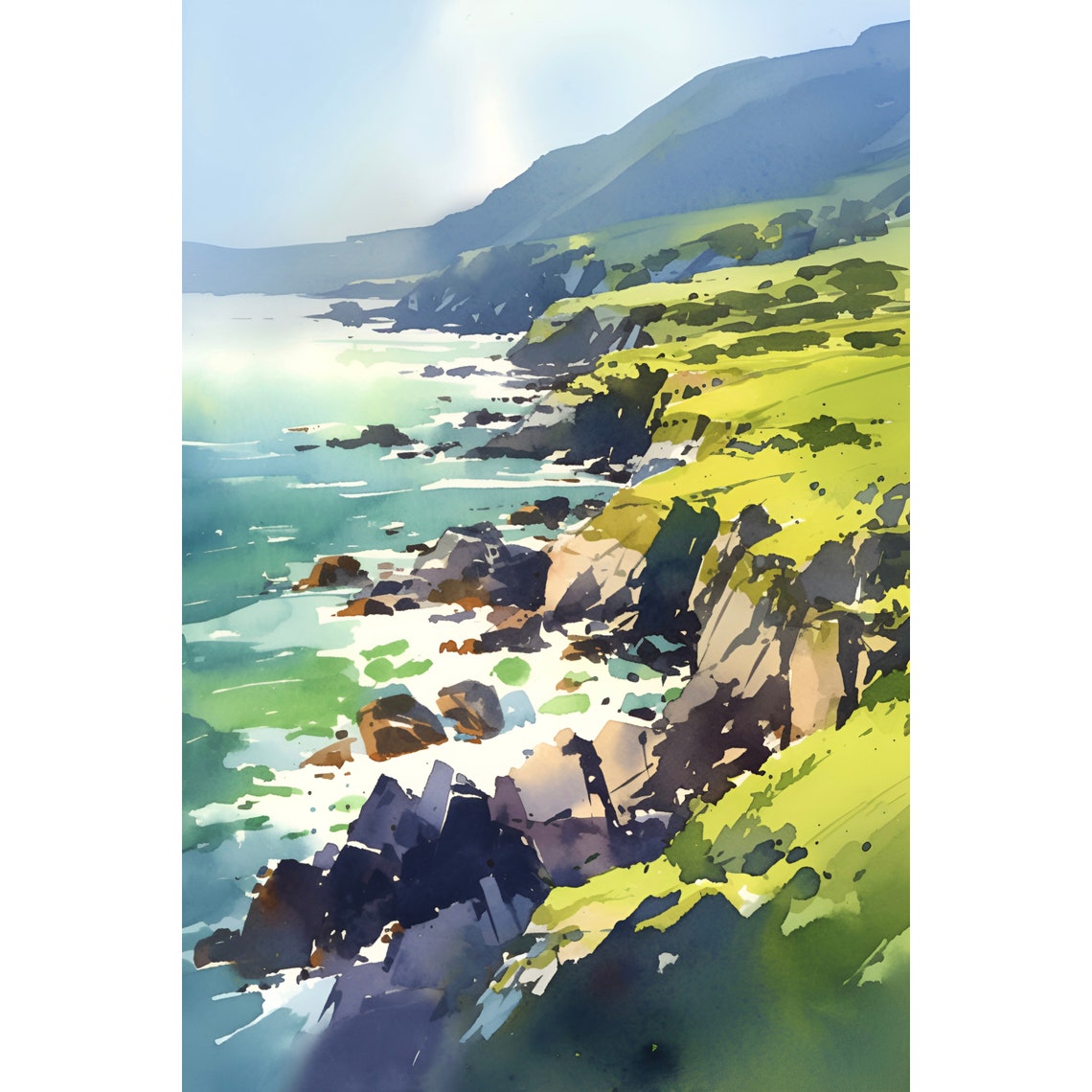 Miluva Ireland Rocks Coast Irish Art Print Coastal Wall Art Seascape ...