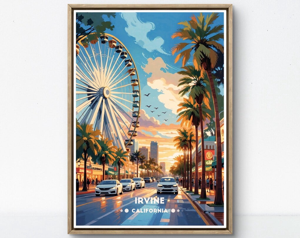 Miluva Irvine Poster, California City Print, Irvine Spectrum Art, Retro ...