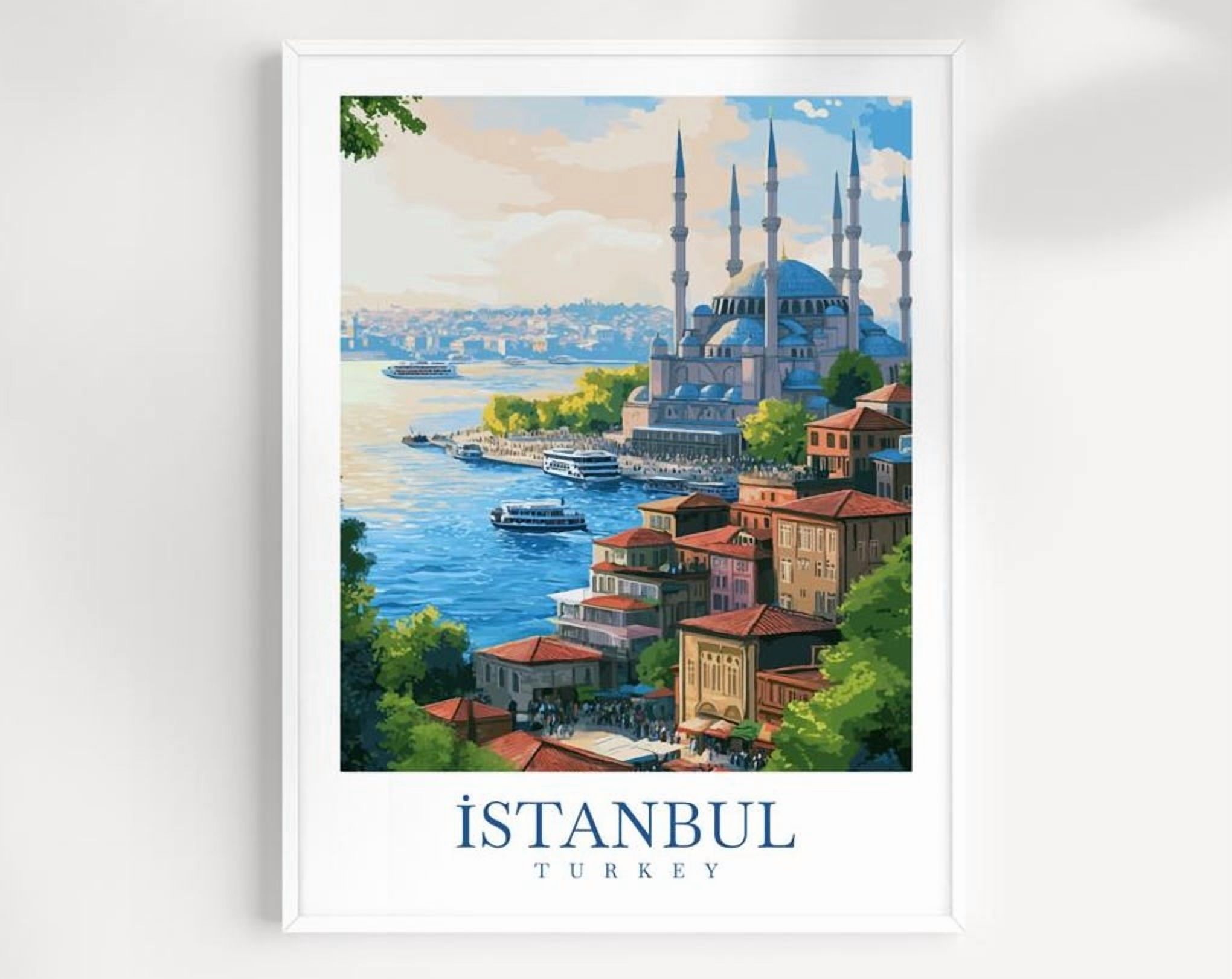 Miluva Istanbul Turkey Travel Print Wall Art - Illustrated Istanbul ...