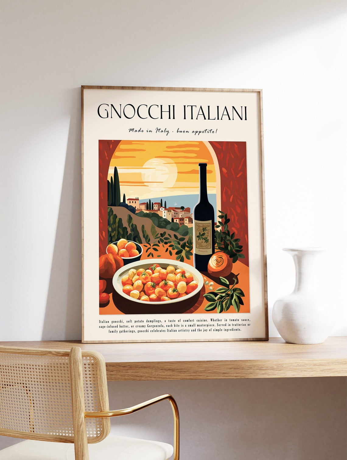 Miluva Italian Food Poster, Gnocchi Food Print, Pasta Art, Kitchen ...