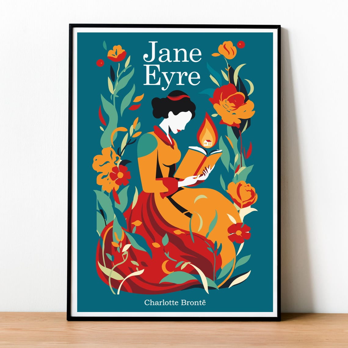 Miluva Jane Eyre Poster, Classic Literature Art, Vintage Book Cover ...