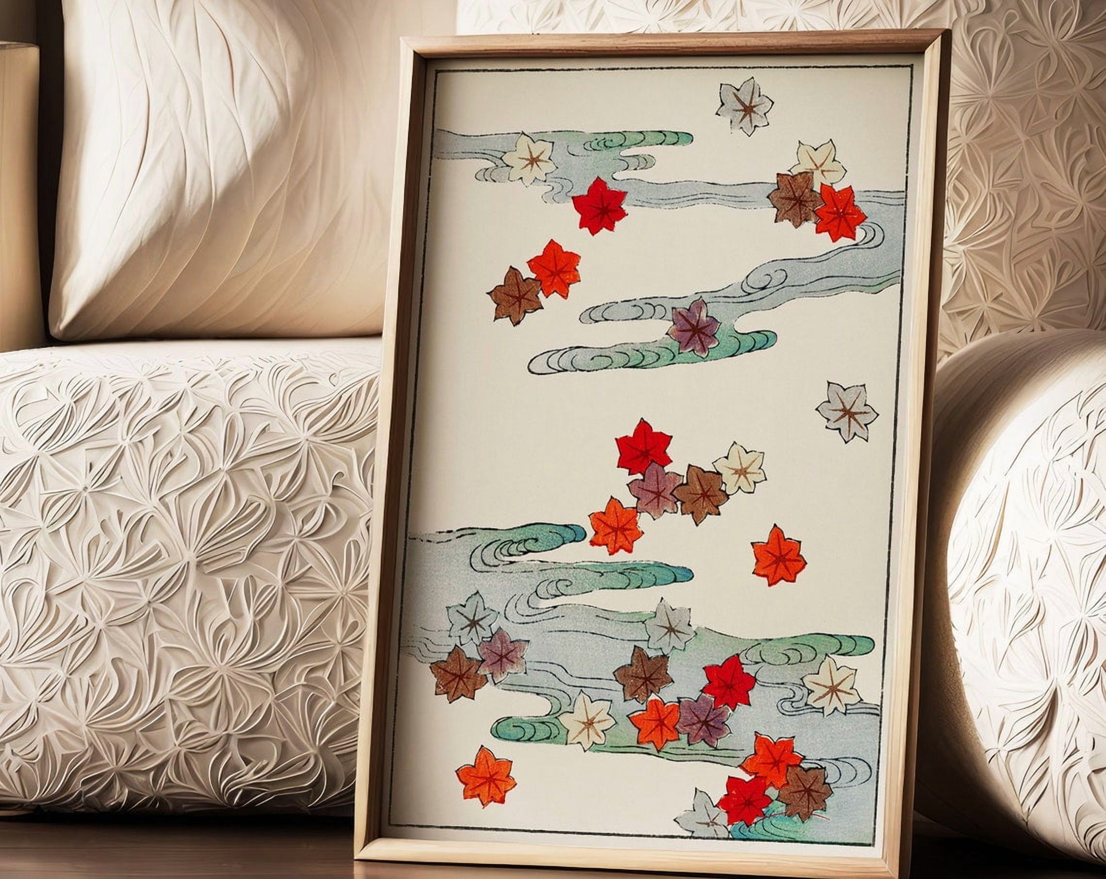 Miluva Japan Vintage , Autumn Leaves And Water Print, Bijutsu Sekai ...