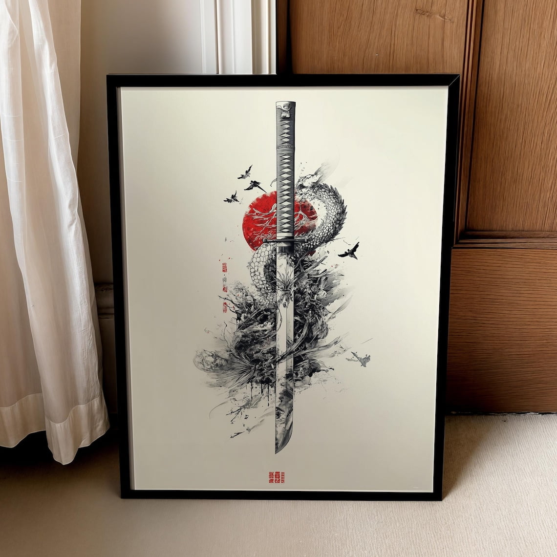 Miluva Japanese Katana Art Print, Japanese Traditional Poster, Japanese ...