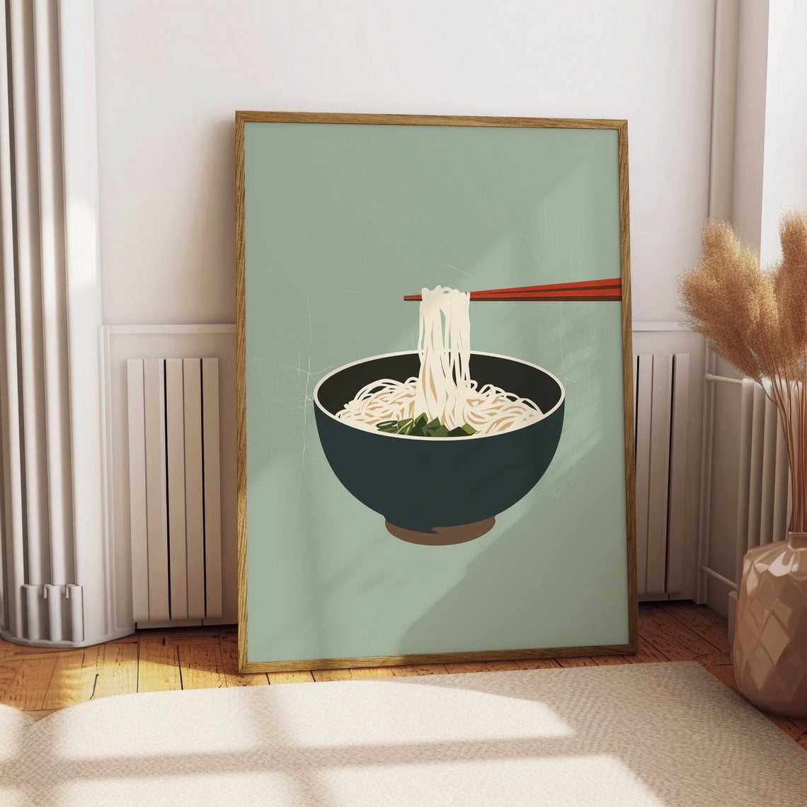 Miluva Japanese Poster With Vintage Soba Noodles Design, Modern ...