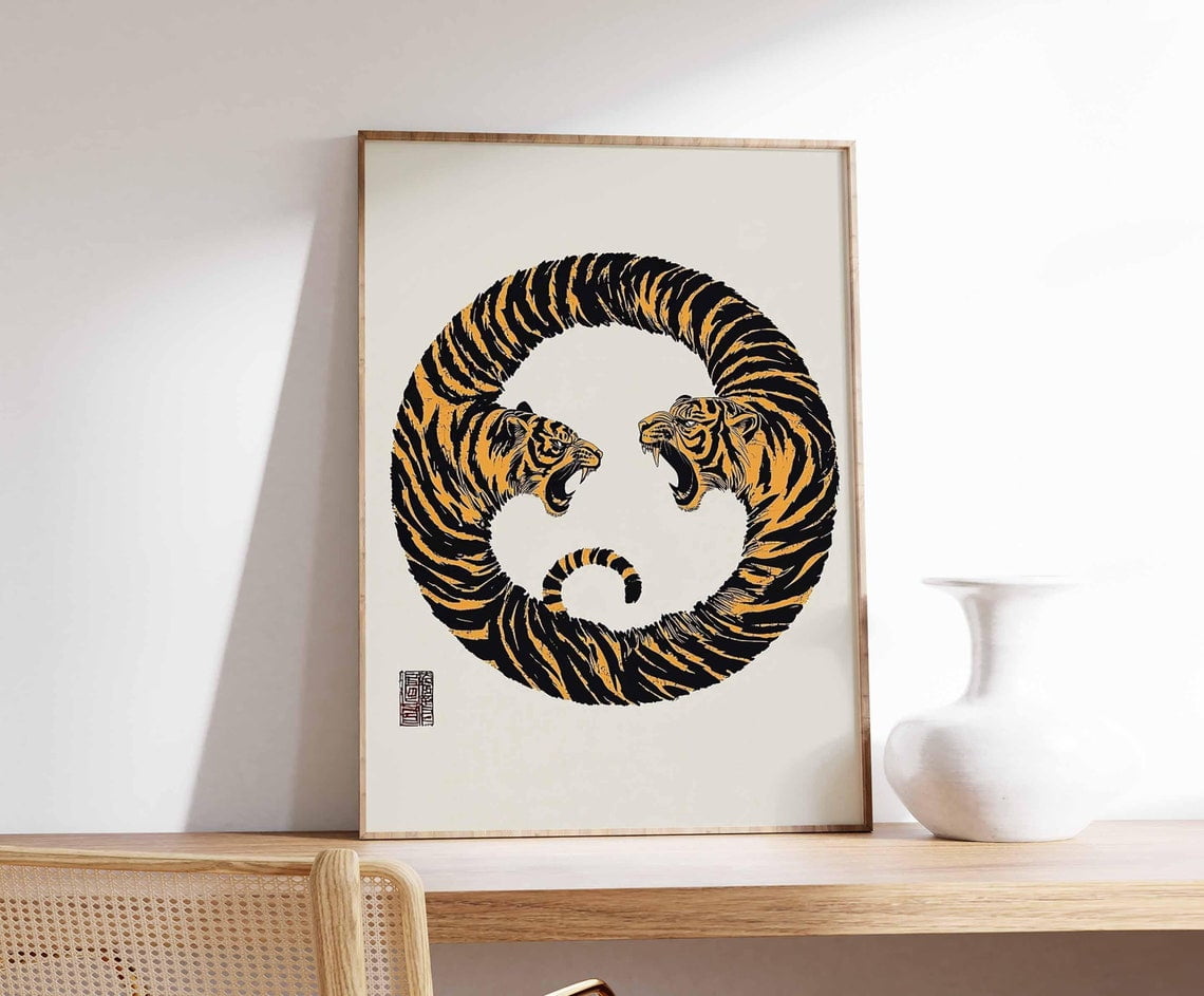 Miluva Japanese Tiger Print, Japanese Poster, Animal Art, Tiger Poster ...