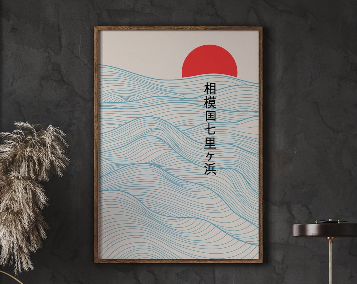 Miluva Japanese Waves, The Rising Sun, Japanese Art Print, Ocean Waves ...
