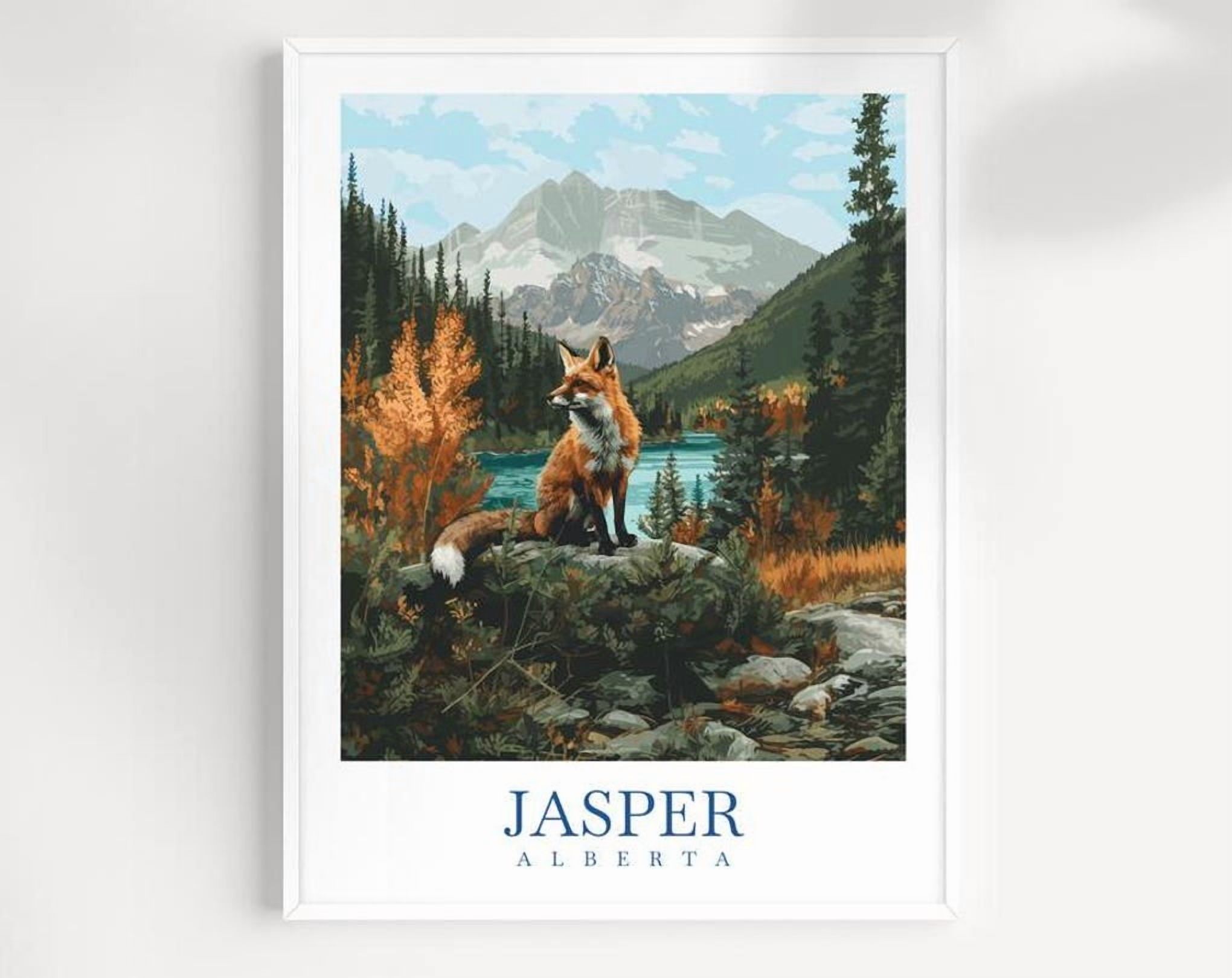 Miluva Jasper Alberta Travel Print Wall Art - Illustrated Mountain ...