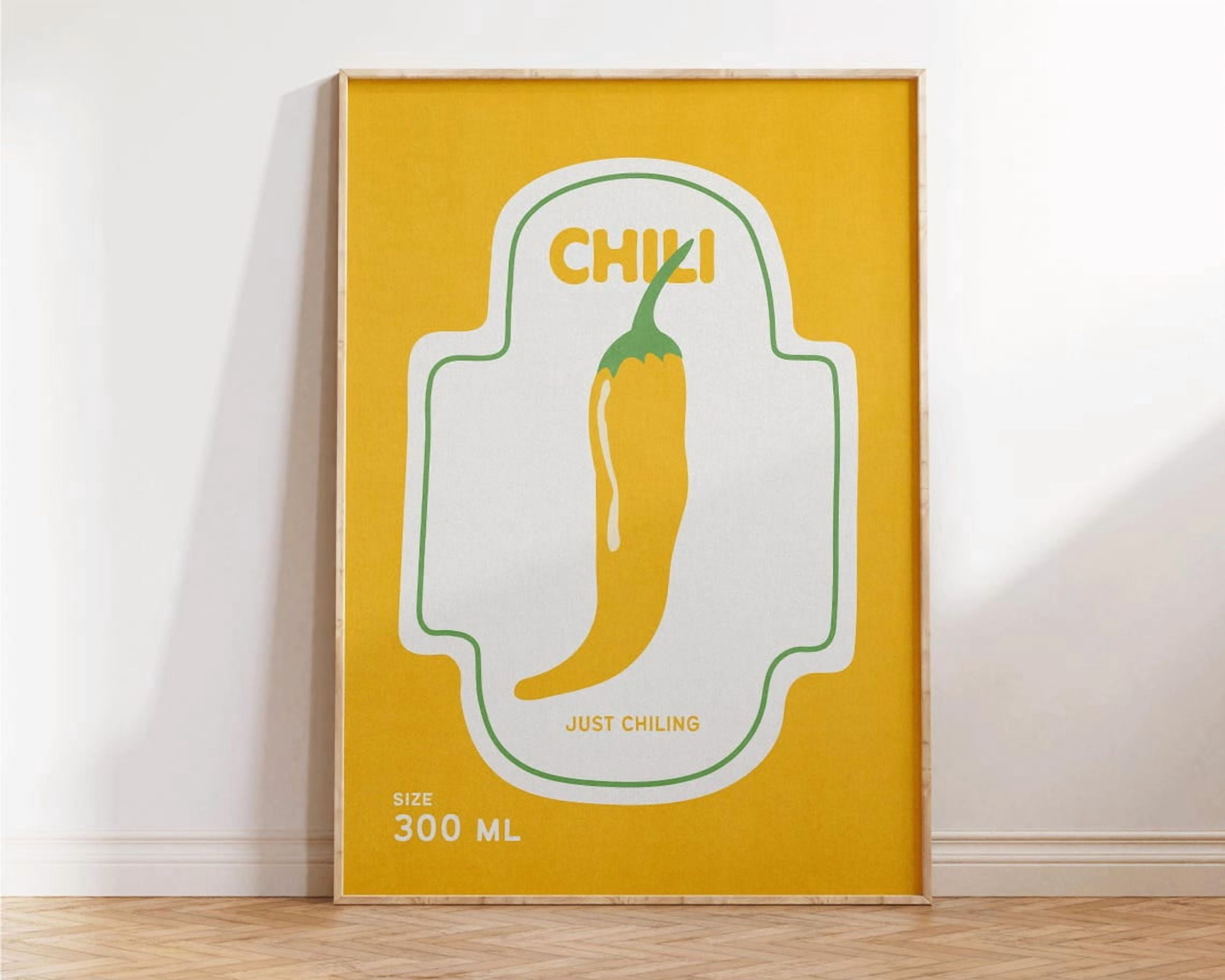 Miluva Just Chilling Print - Chili Wall Art - Retro Kitchen Decor ...