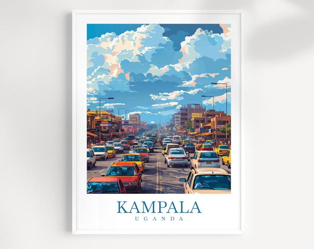 Miluva Kampala Poster Travel Print Uganda Wall Art Kampala Wall Hanging ...