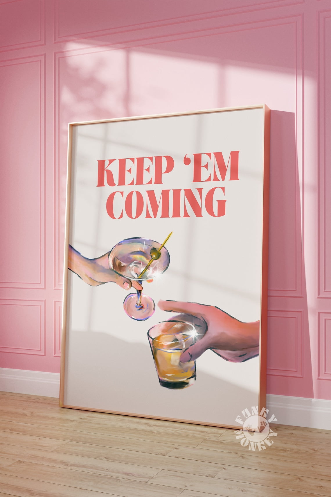 Miluva Keep Em Coming Cocktail Print, Bar Cart Art Print, Trendy Wall ...