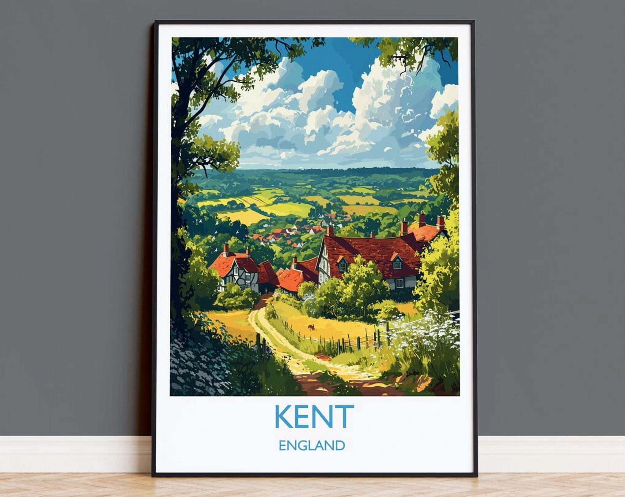 Miluva Kent Print Wall Art, Travel Poster Of Kent , England, Kent Art ...