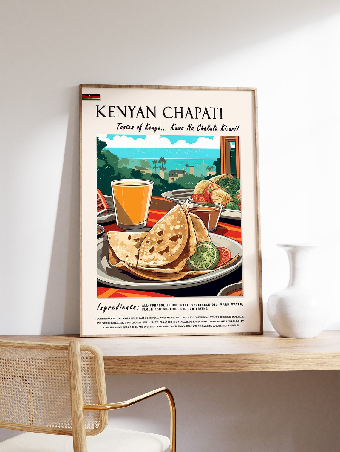 Miluva Kenyan Chapati Bread Food Poster, Kenyan Food Print, African ...