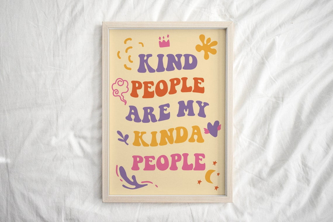 Miluva Kind People Are My Kinda People Quote Print, Girly Pink Preppy ...