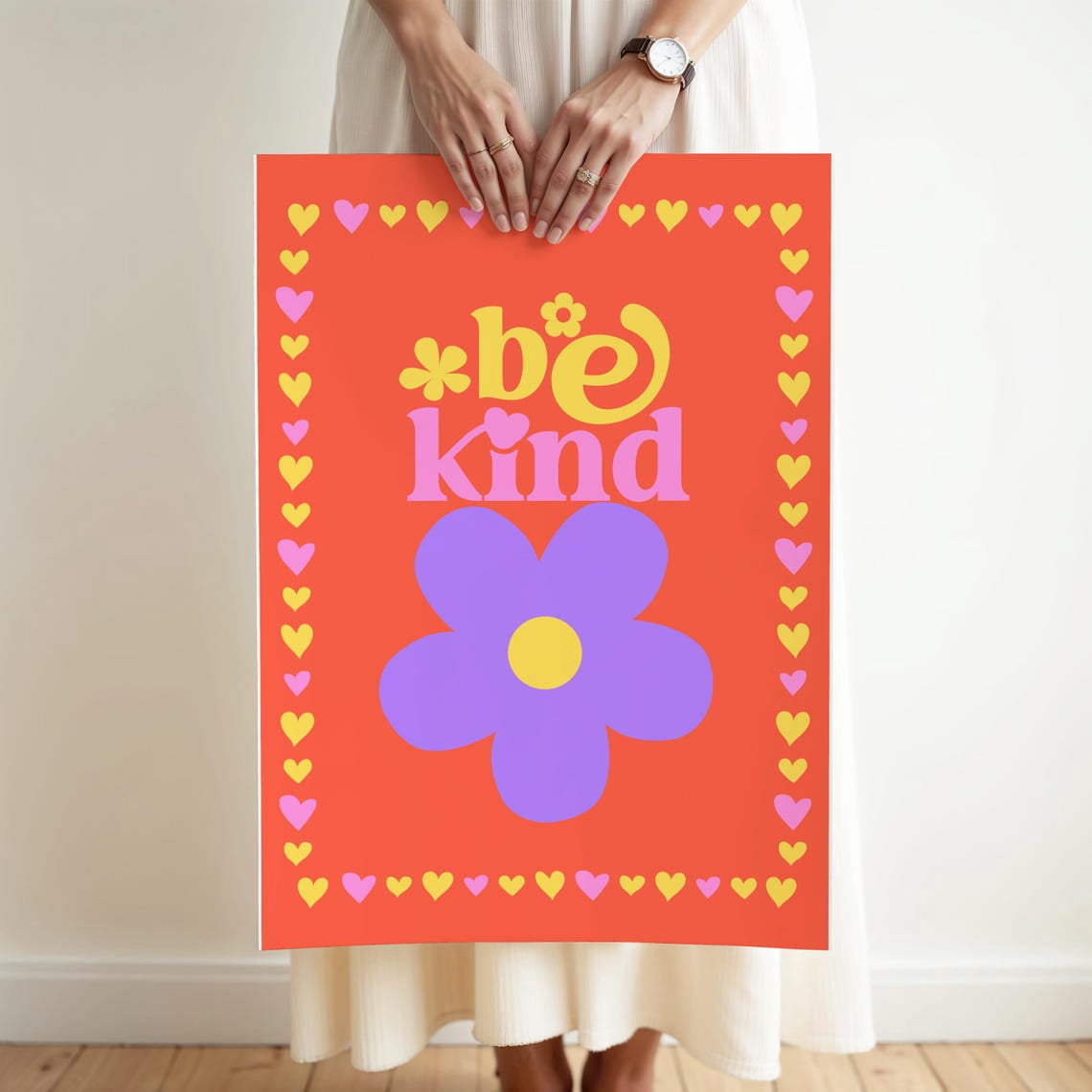 Miluva Be Kind Retro Print, Colorful Positive Thinking , Girls Bedroom ...