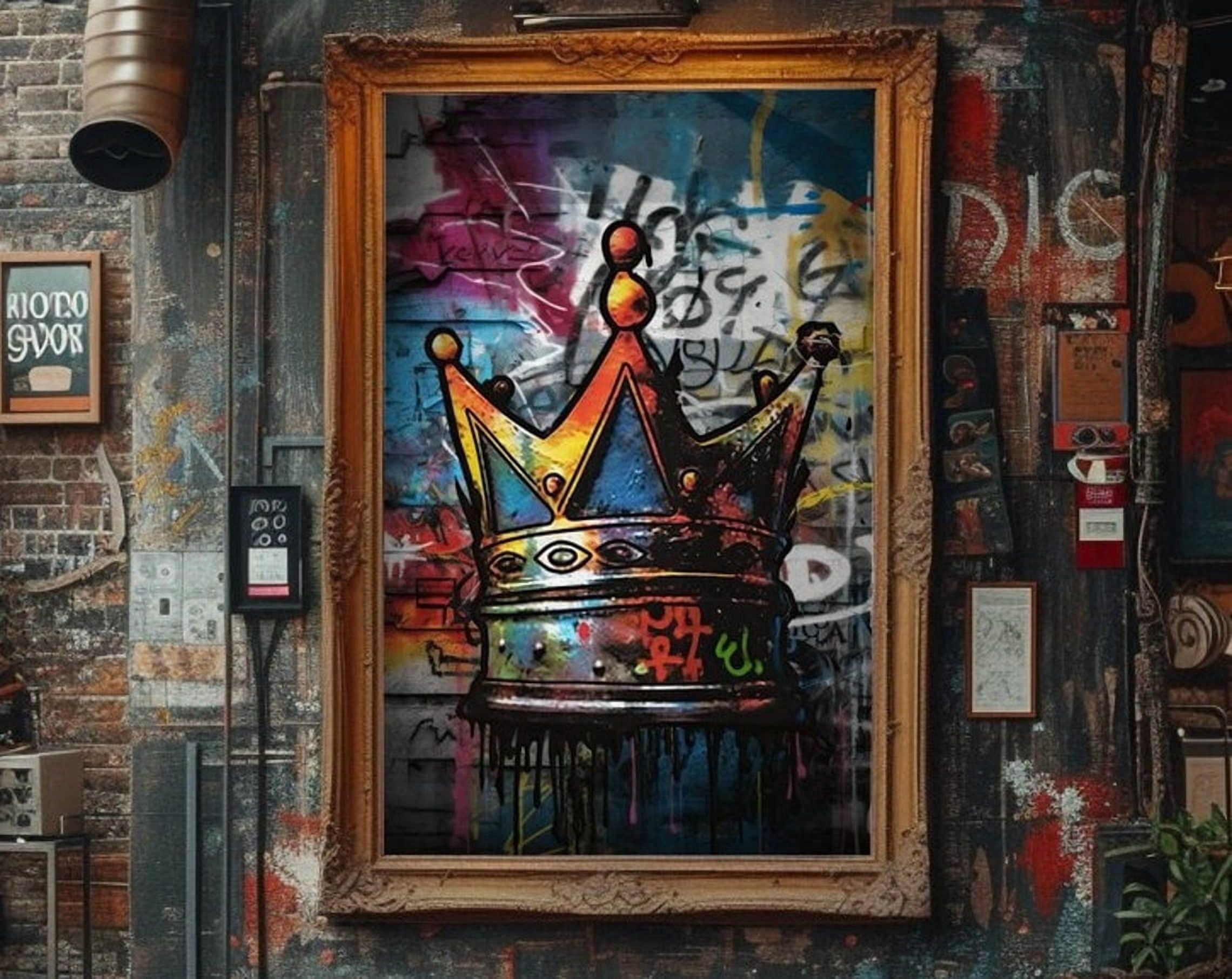 Miluva King Crown Graffiti Wall Art, Crown Graffiti Print, Modern ...