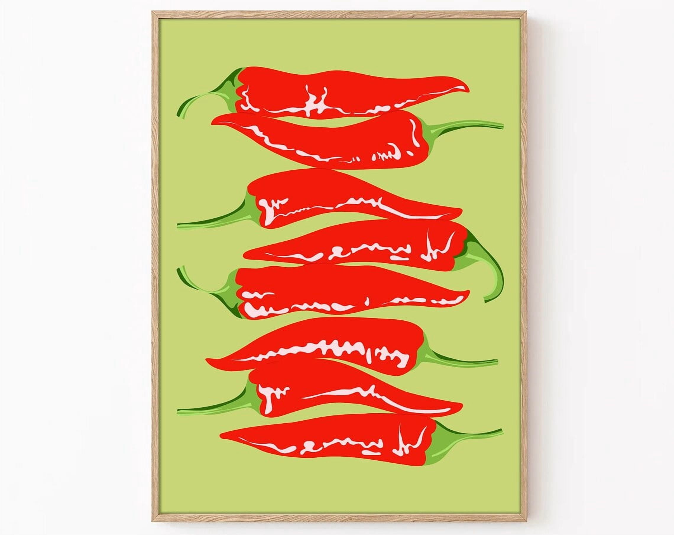 Miluva Kitchen Decor, Preppy Kitchen Art, Kitchen Wall Art, Chillies ...