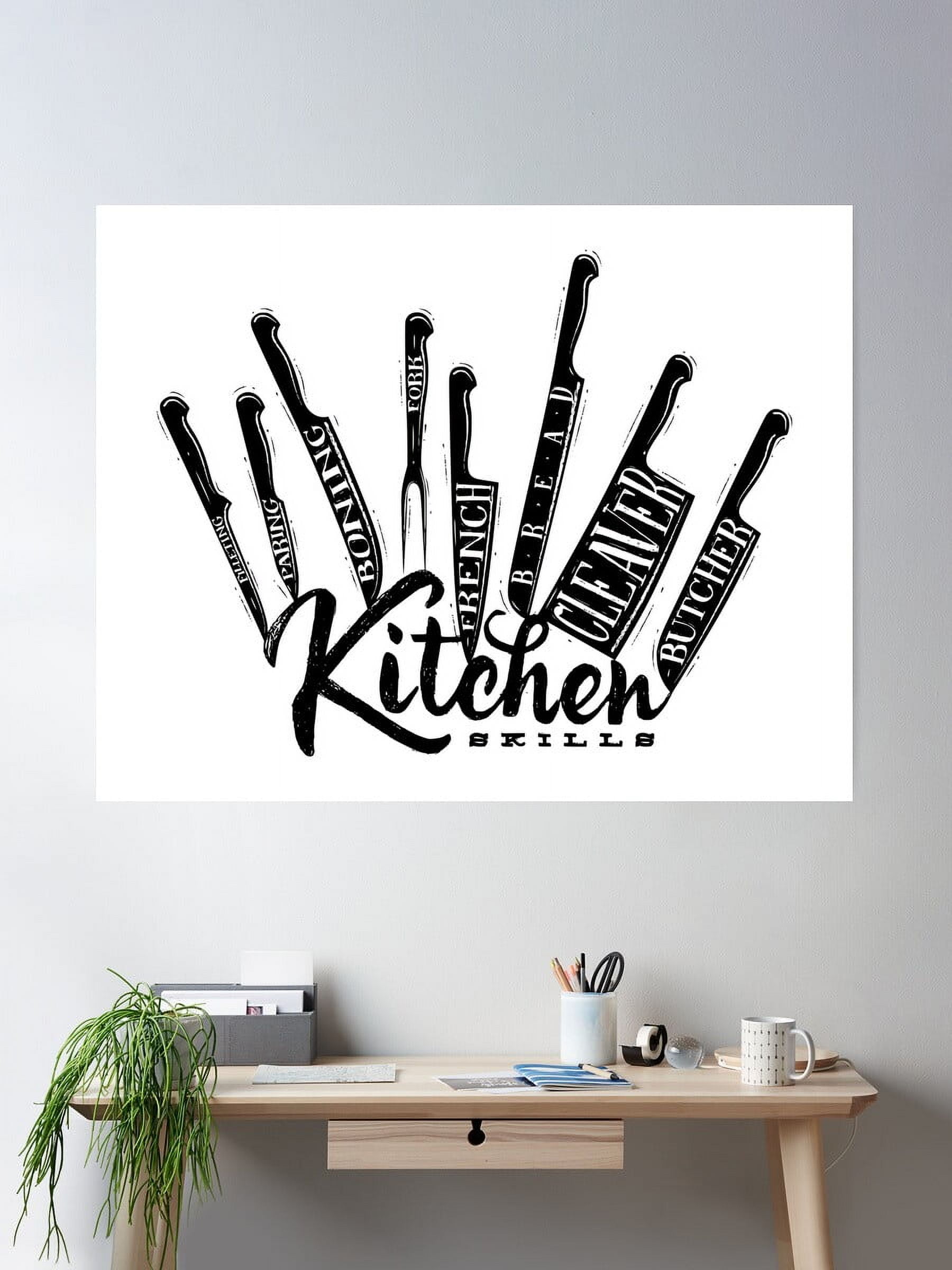 Miluva Kitchen Knives Poster Wall Art, Modern Wall Decor For Living ...