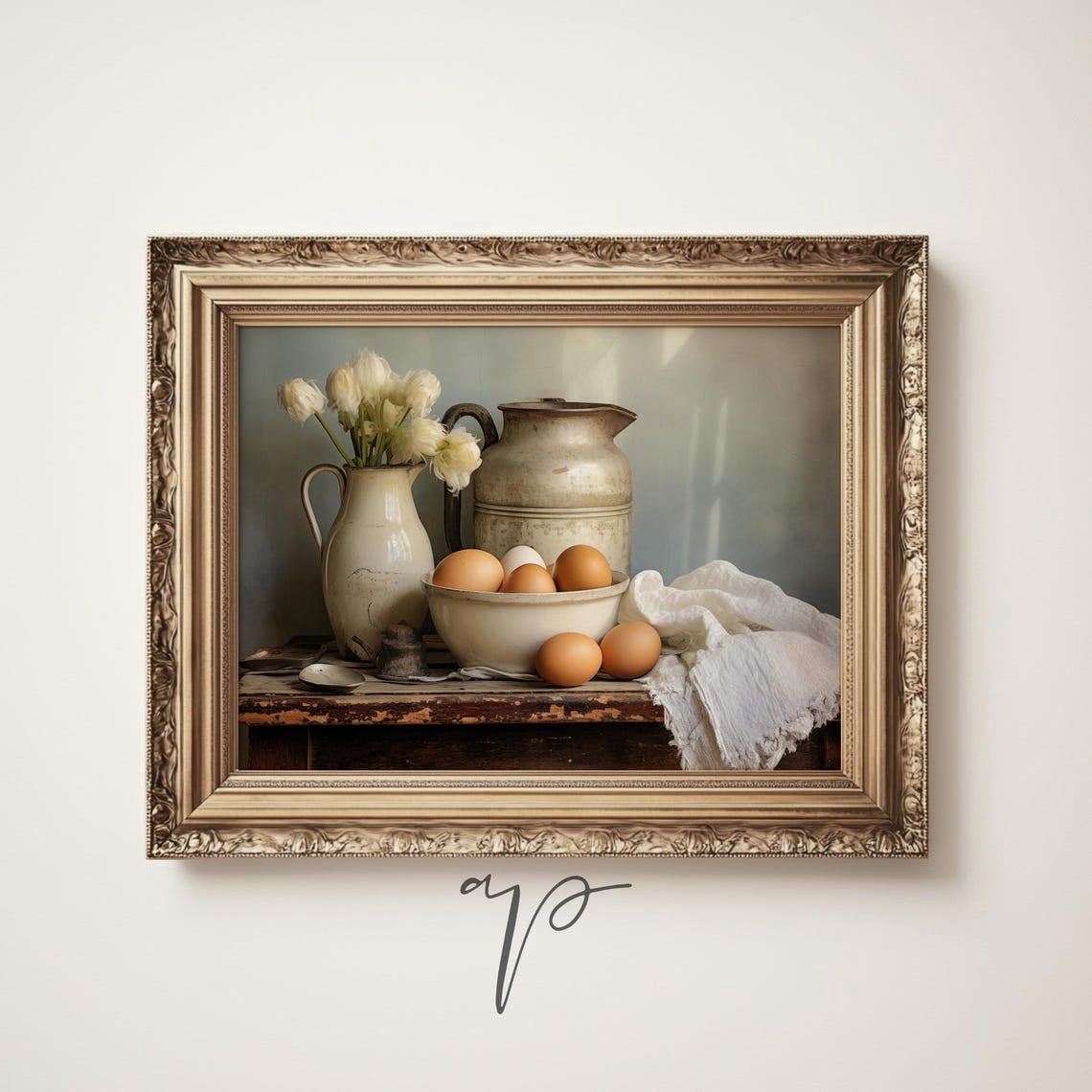 Miluva Kitchen Still Life Print Vintage Bowl Of Eggs Printable Wall Art ...