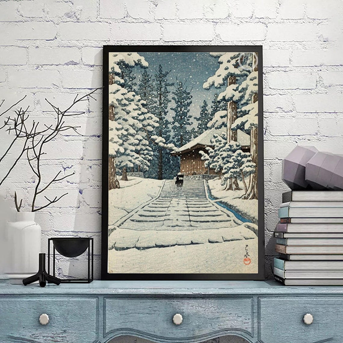 Miluva Konjikido In Snow, Hiraizumi By Kawase Hasui-Vintage Japan ...