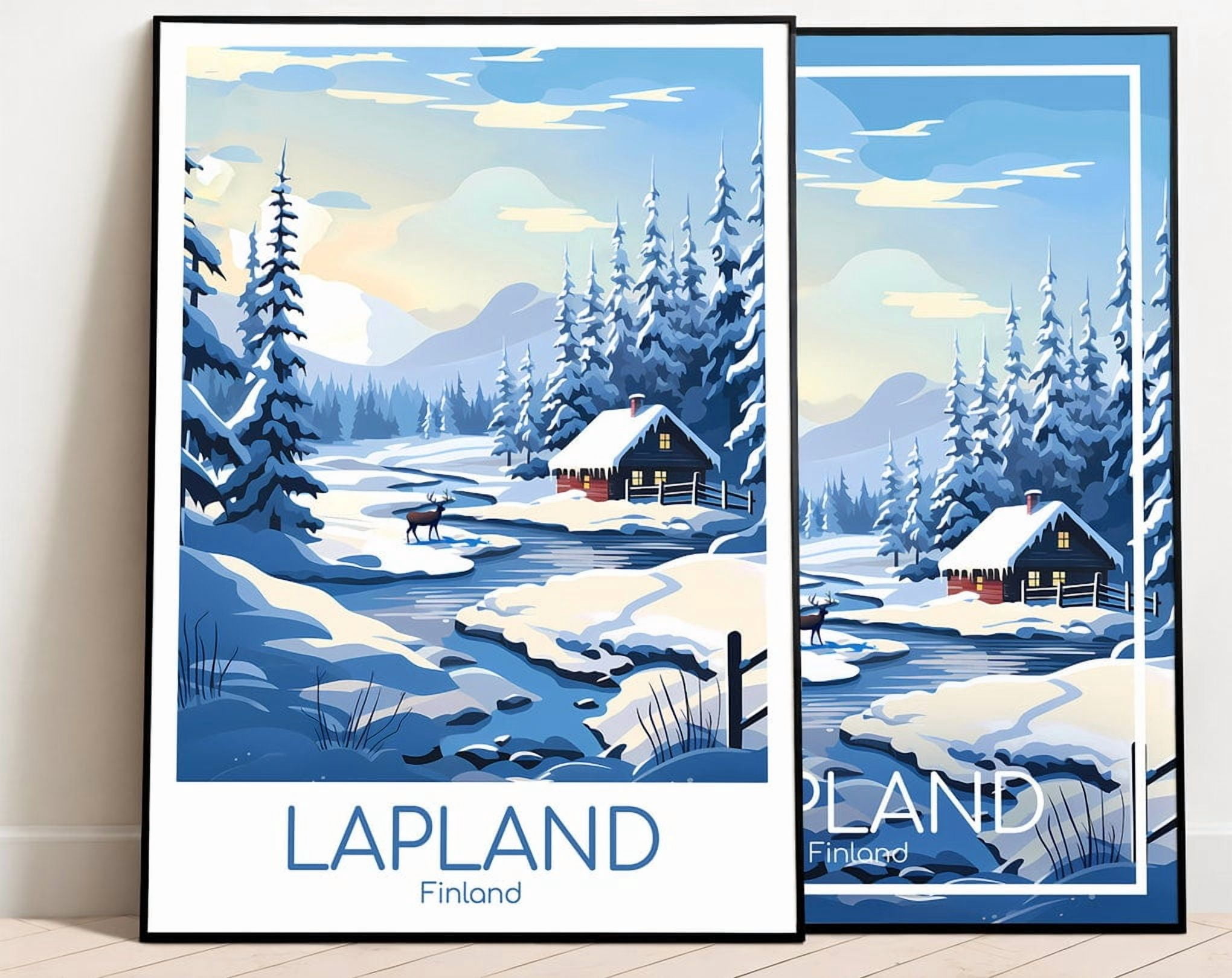 Miluva Lapland Travel Poster Lapland Poster Wall Art Finland Vintage ...