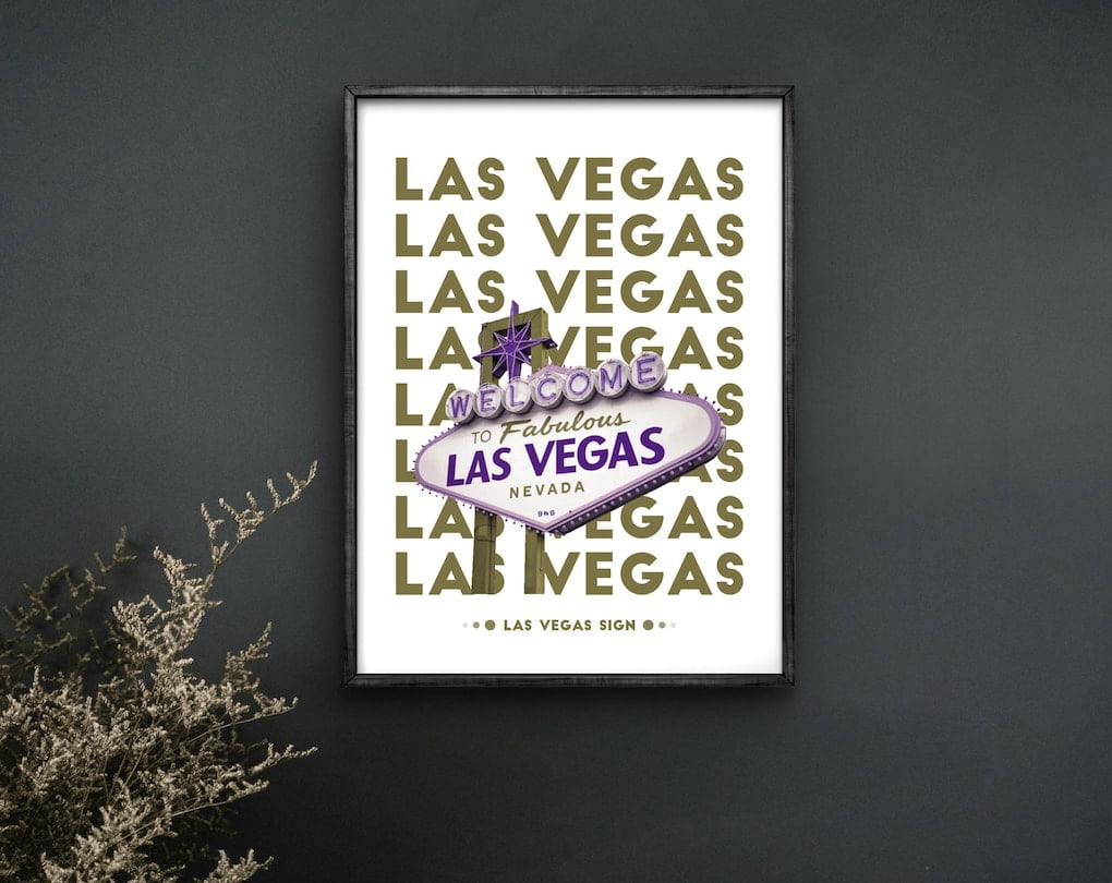 Miluva Las Vegas Poster, Fabulous Vegas Sign Art, Retro Travel Print ...