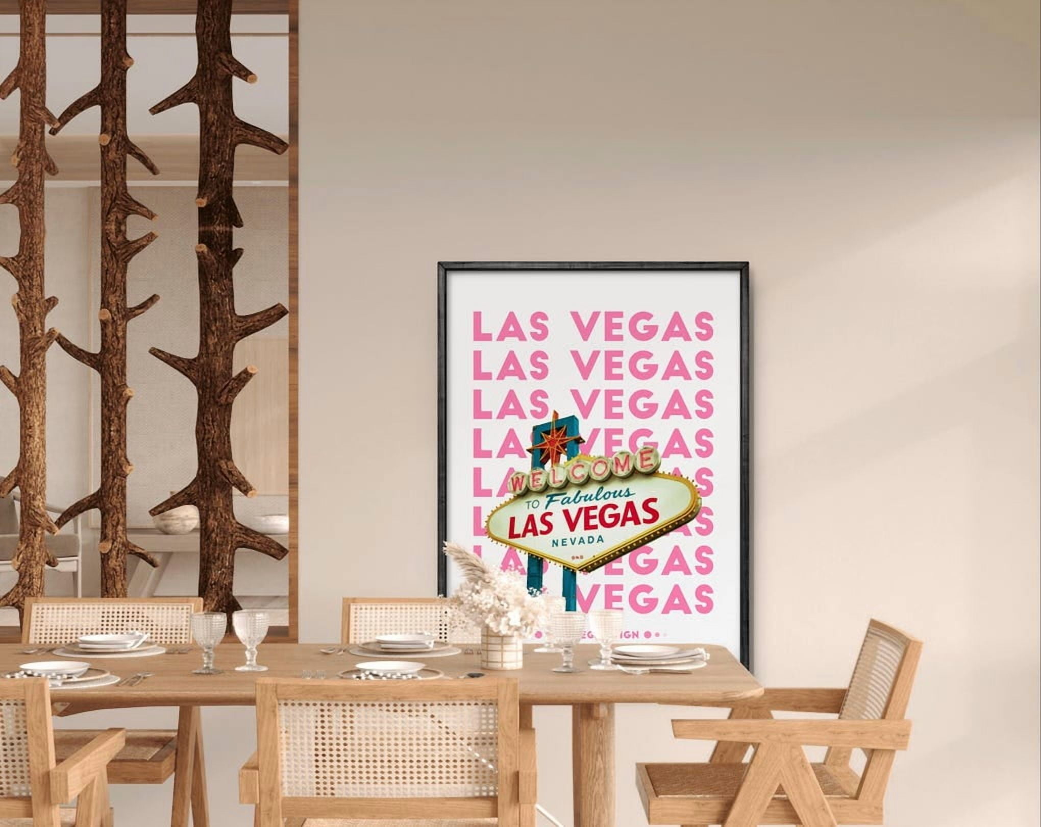 Miluva Las Vegas Poster, Retro Neon Wall Art, Bold Typography Printable ...