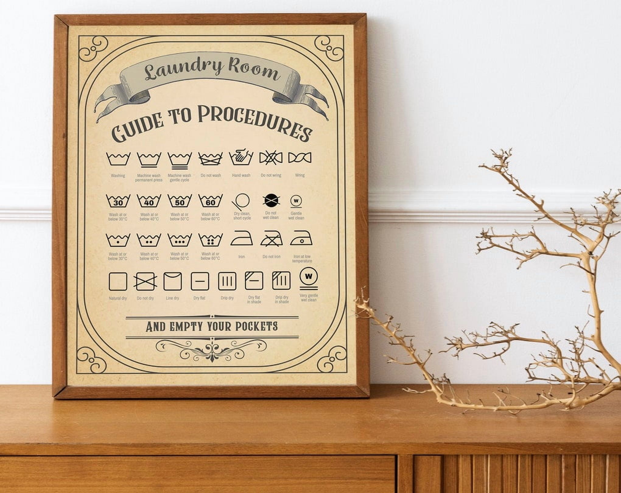 Miluva Laundry Room Care Guide Print, Laundry Symbols, Stain Treatment ...