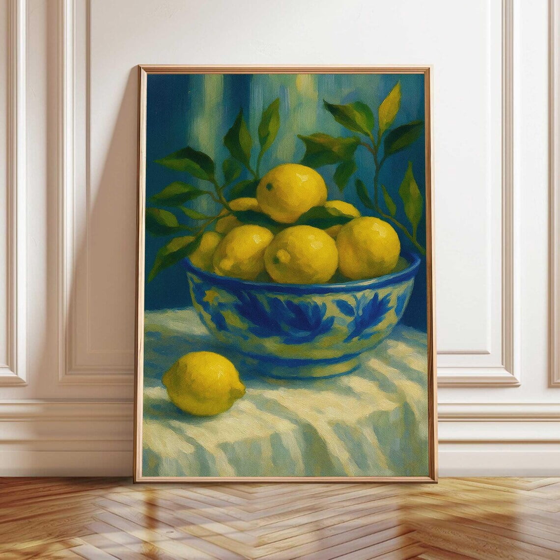 Miluva Lemon Still Life Print, Chinoiserie Style Kitchen Wall Art ...