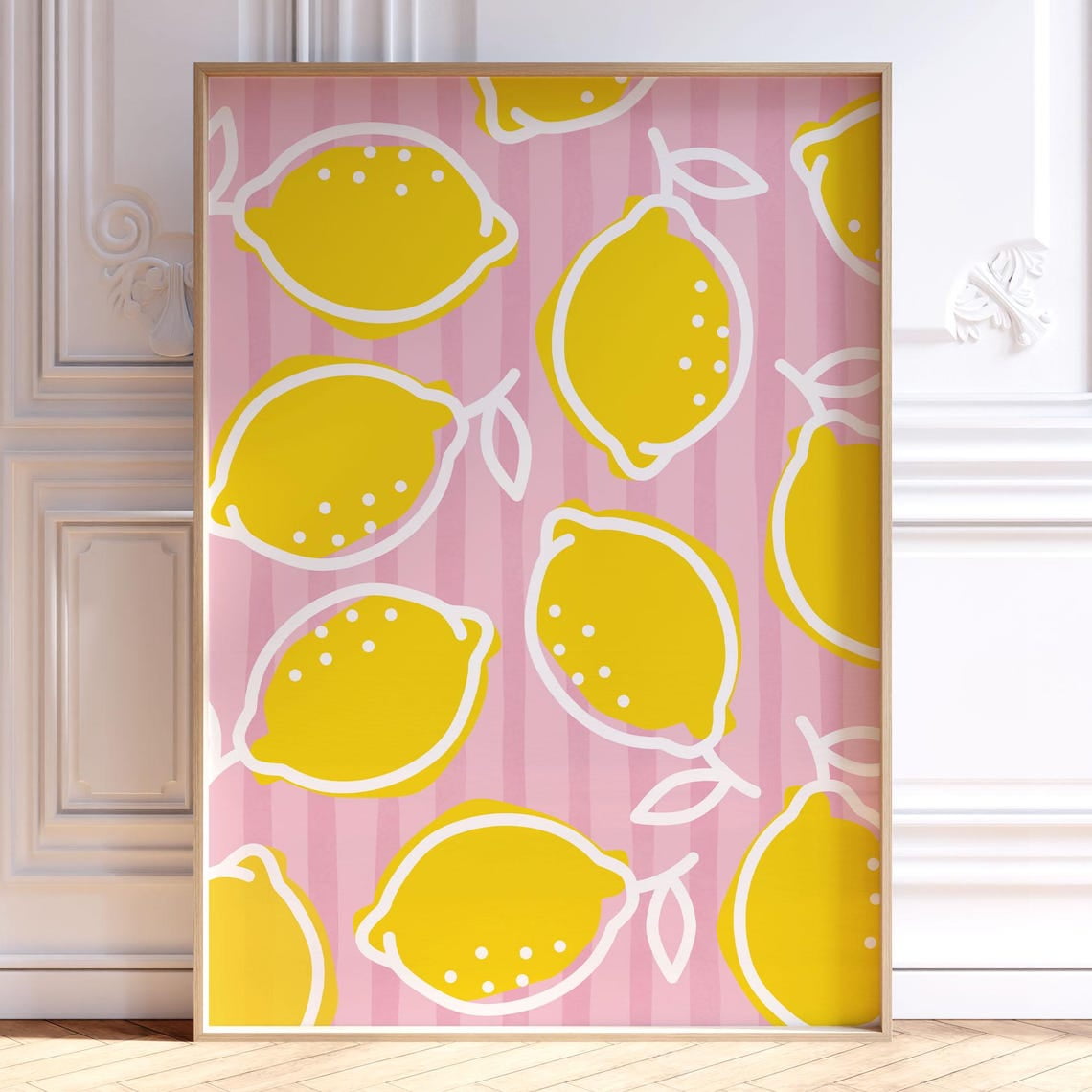 Miluva Lemon Wall Art Print, Pink Citrus Poster, Maximalist Dopamine ...