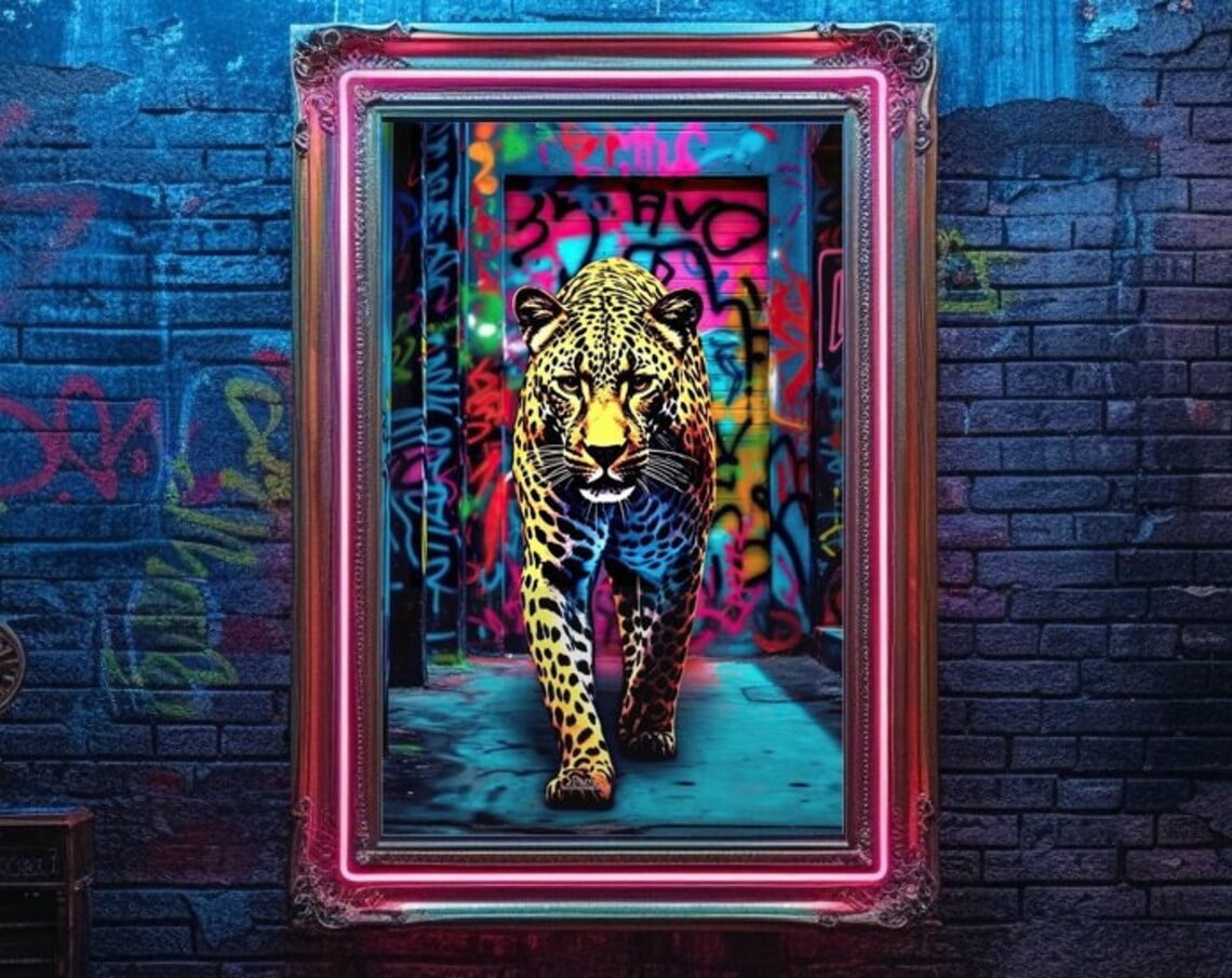 Miluva Leopard Graffiti Wall Art, Leopard Poster , Graffiti Print ...