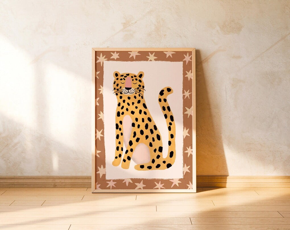 Miluva Leopard Jungle Nursery Poster, Boho Safari Animal Wall Art, Wild ...
