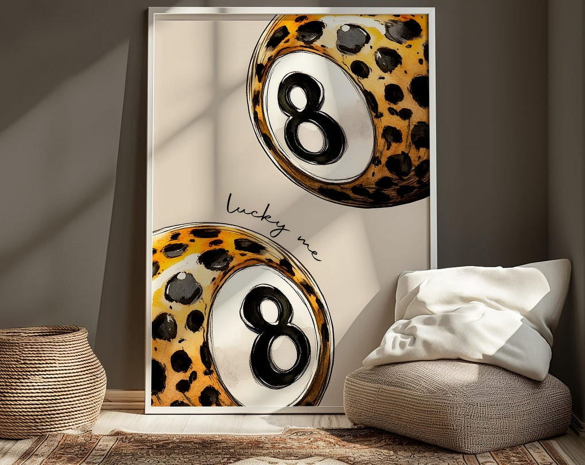 Miluva Leopard Pool Ball Print, Lucky Me Poster, Apartment Wall Art ...