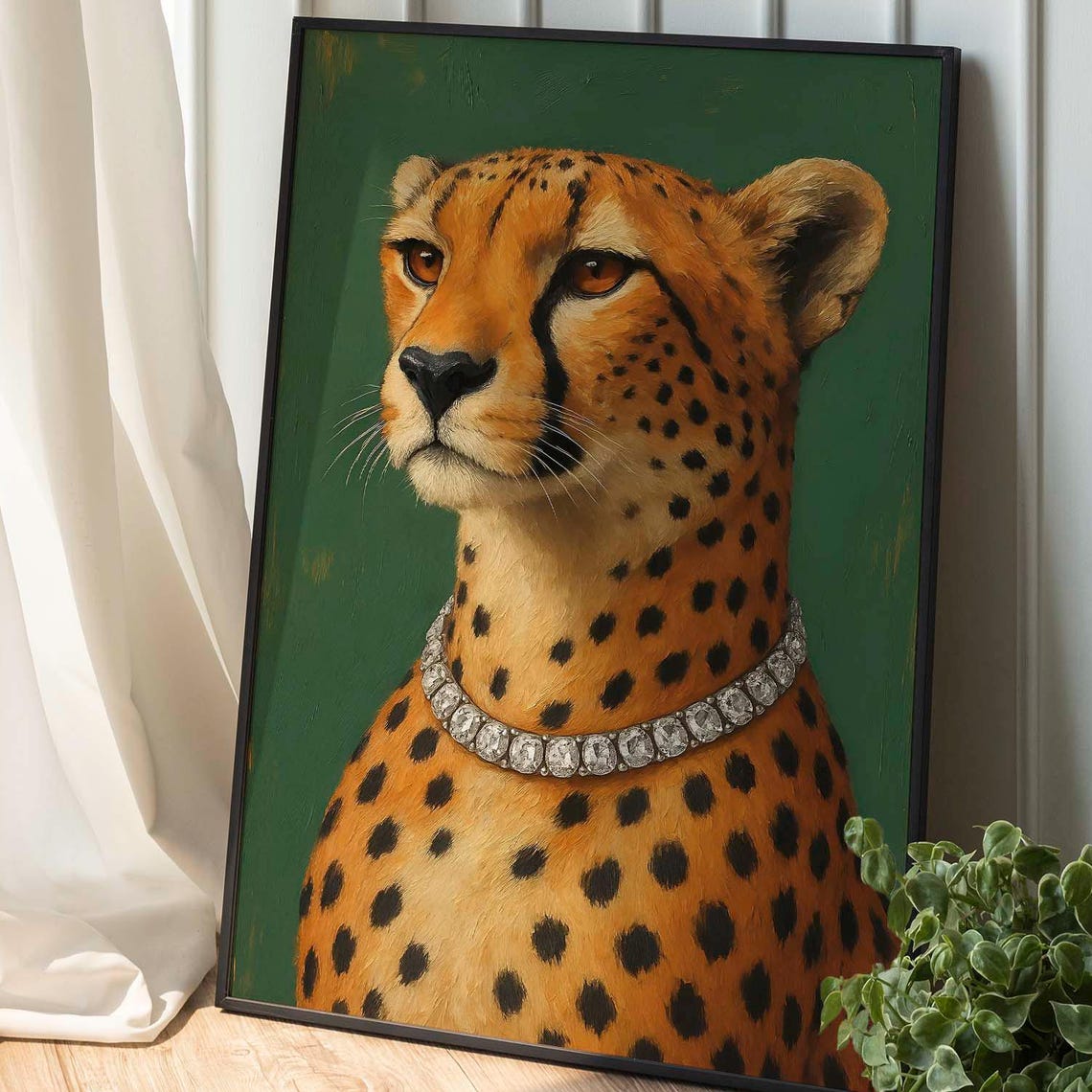Miluva Leopard Poster, Cheetah Poster, Emerald Green Print, Old Money ...