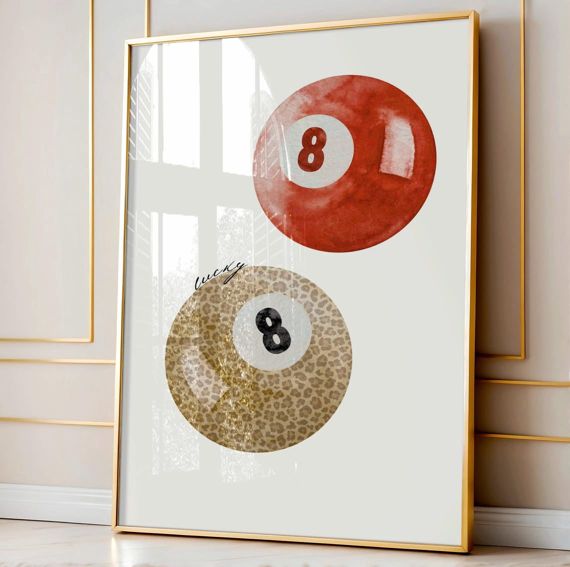 Miluva Leopard Wall Art, Leopard Pattern Poster, Preppy 8 Ball Print ...