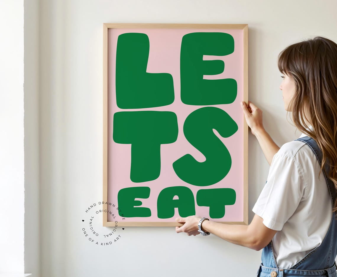 Miluva Lets Eat Wall Art, , Dining Room Poster, Kitchen Apartment Decor ...