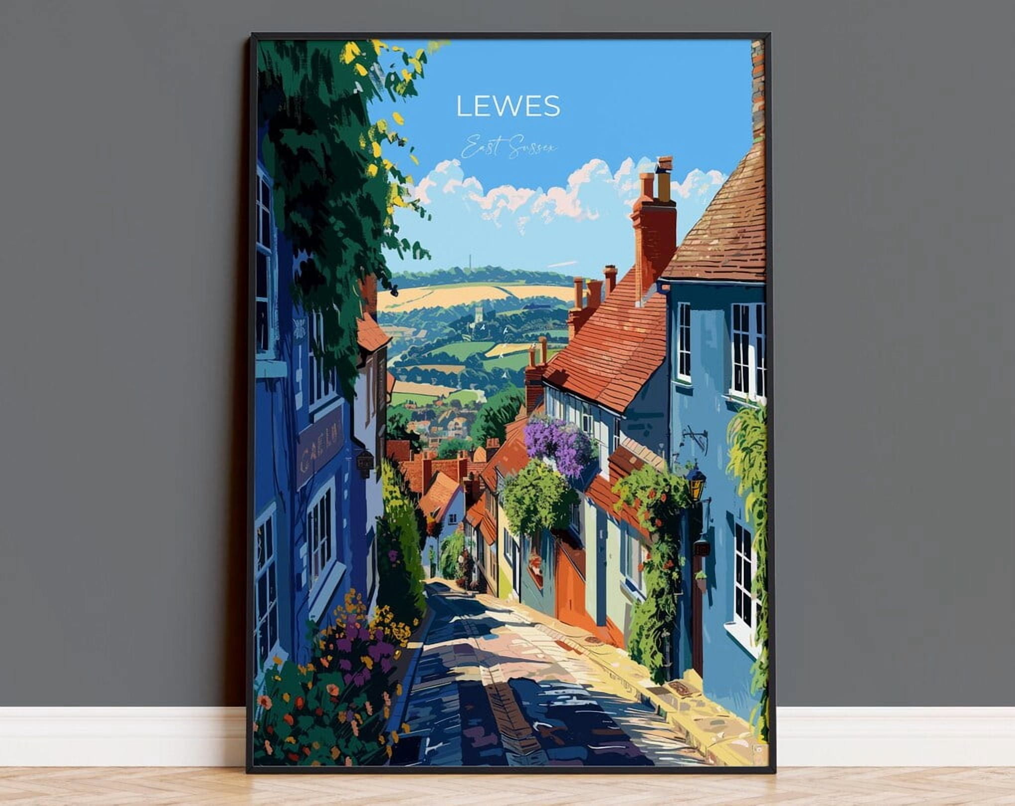 Miluva Lewes Travel Print Wall Art, Lewes Travel Poster, East Sussex ...