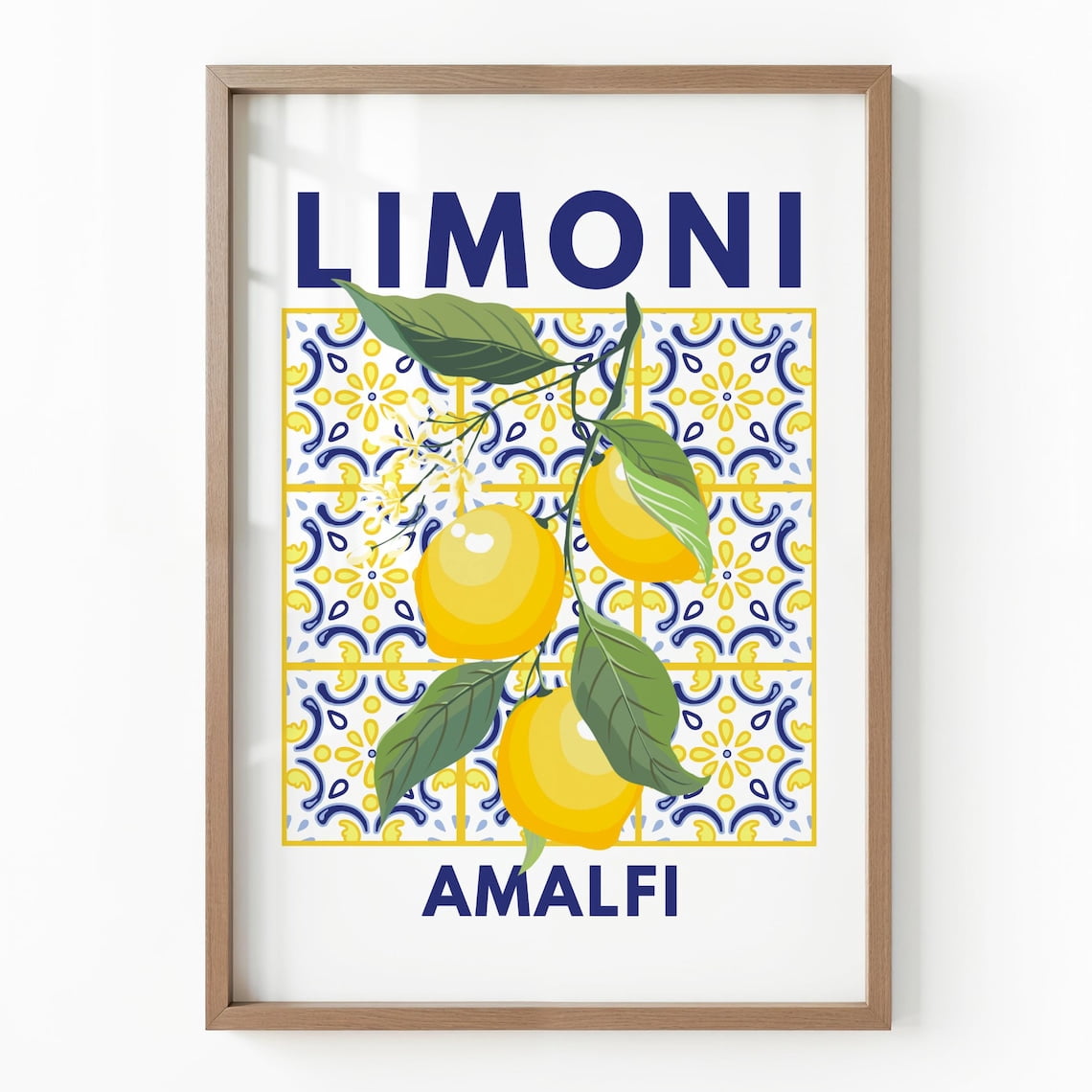 Miluva Limoni Amalfi Print, Lemon Branch Illustration, Italian Mosaic ...