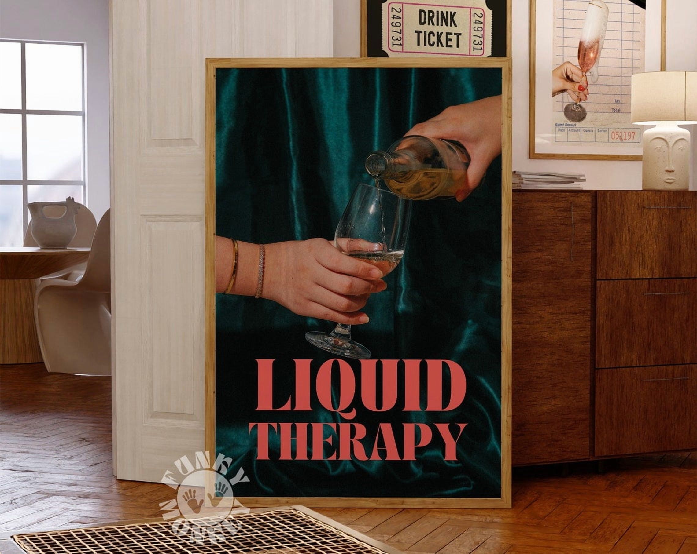Miluva Liquid Therapy Wall Art Print, 70S Style Bar Cart Art Print ...